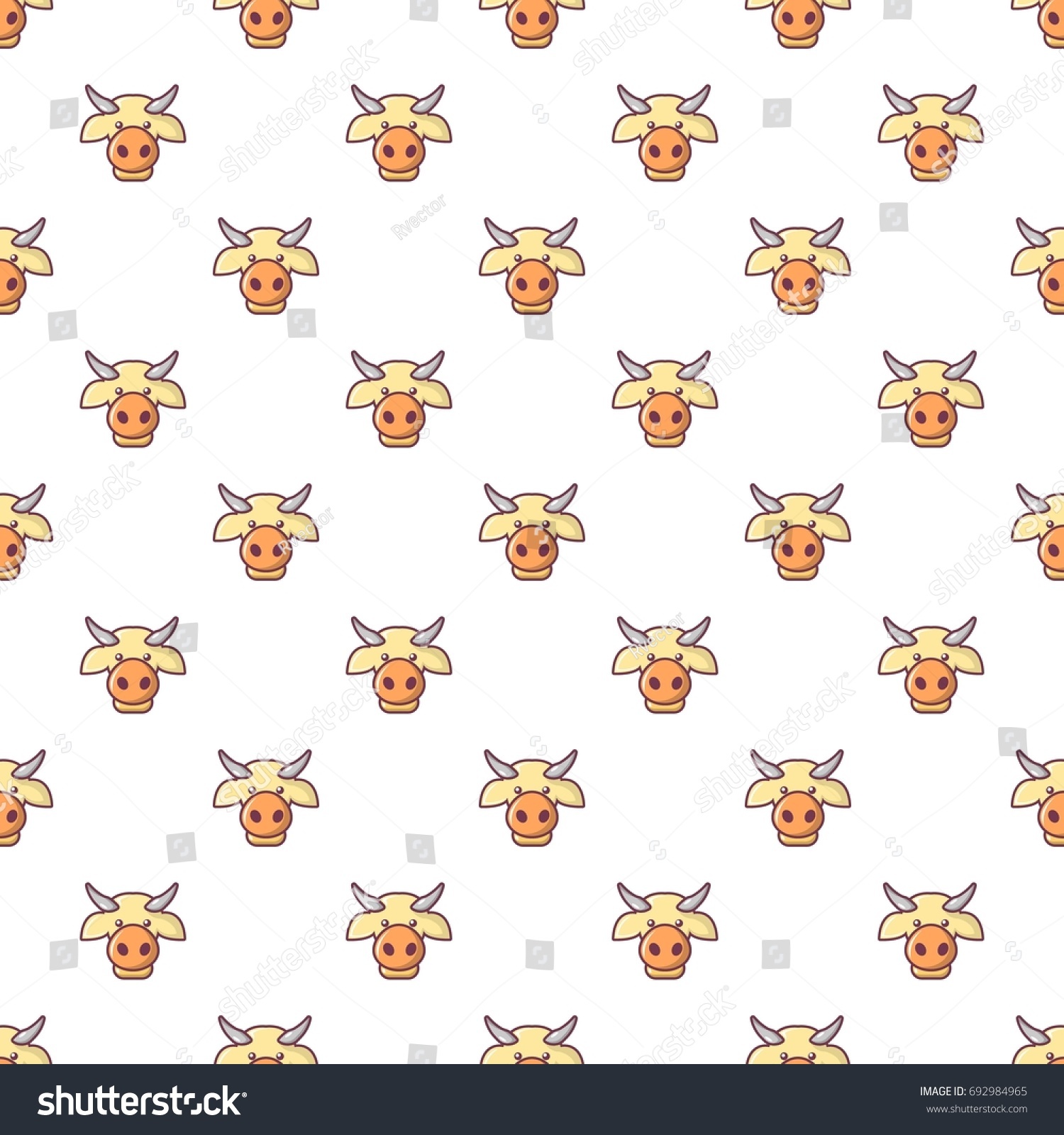 Cow Head Pattern Cartoon Style Seamless Stock Vector (Royalty Free ...