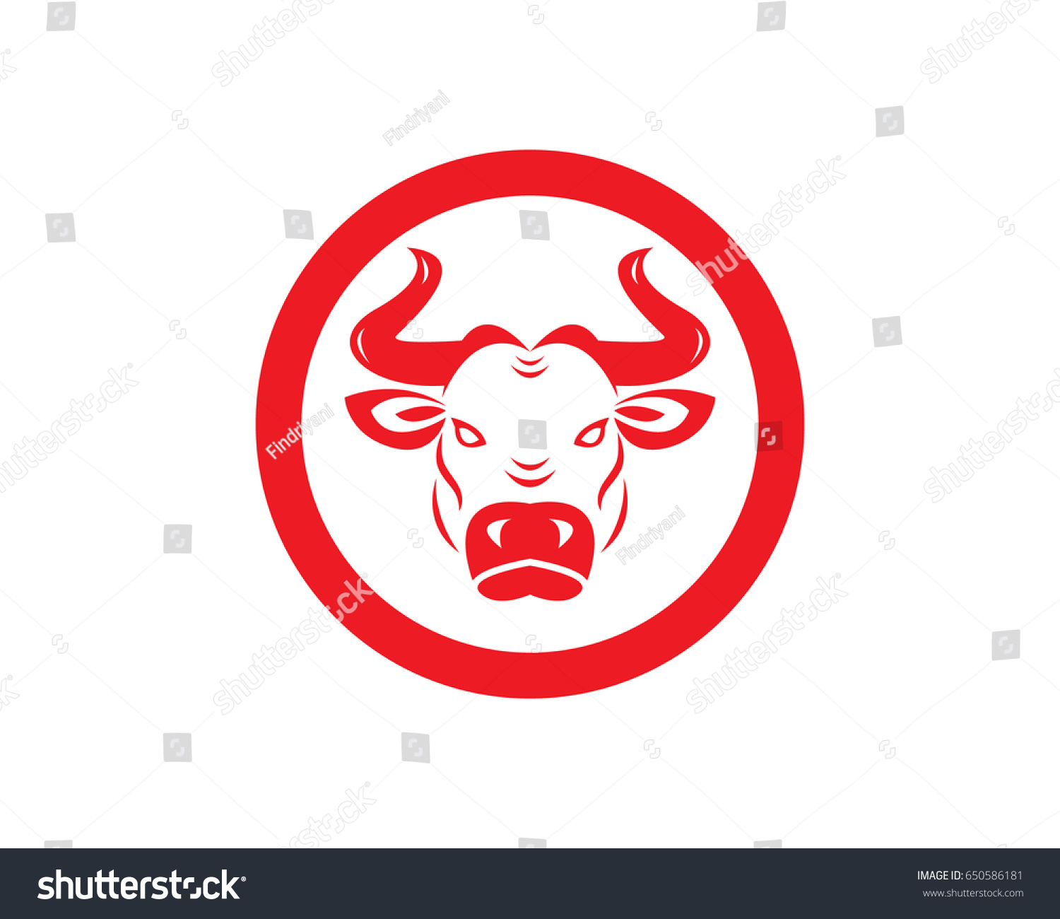 Cow Head Red Logo Stock Vector (Royalty Free) 650586181