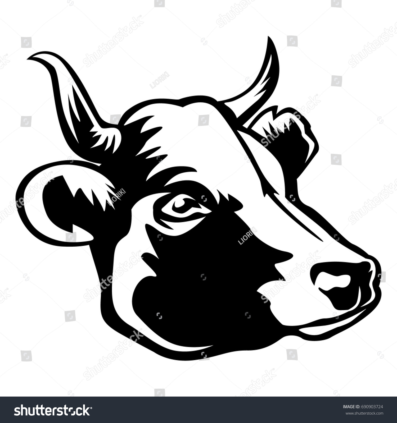 Cow Head Silhouette Emblem Logo Label เวกเตอร์สต็อก ปลอดค่าลิขสิทธิ์