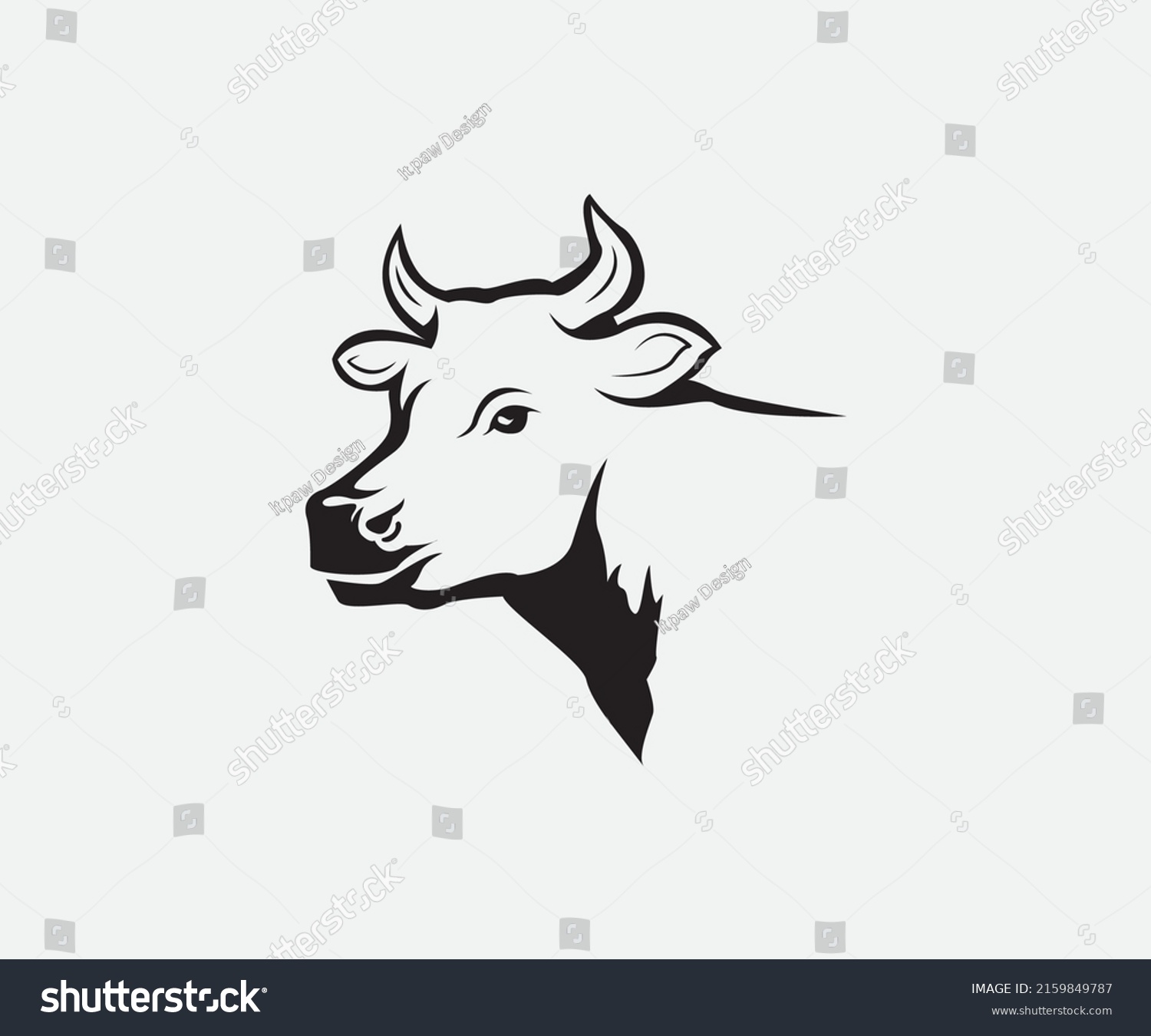 Cow Head Silhouette Vector Design Stock Vector (Royalty Free ...