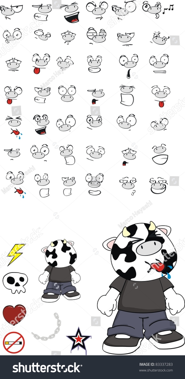 Cow Kid Cartoon Set Vector Format : image vectorielle de stock (libre ...
