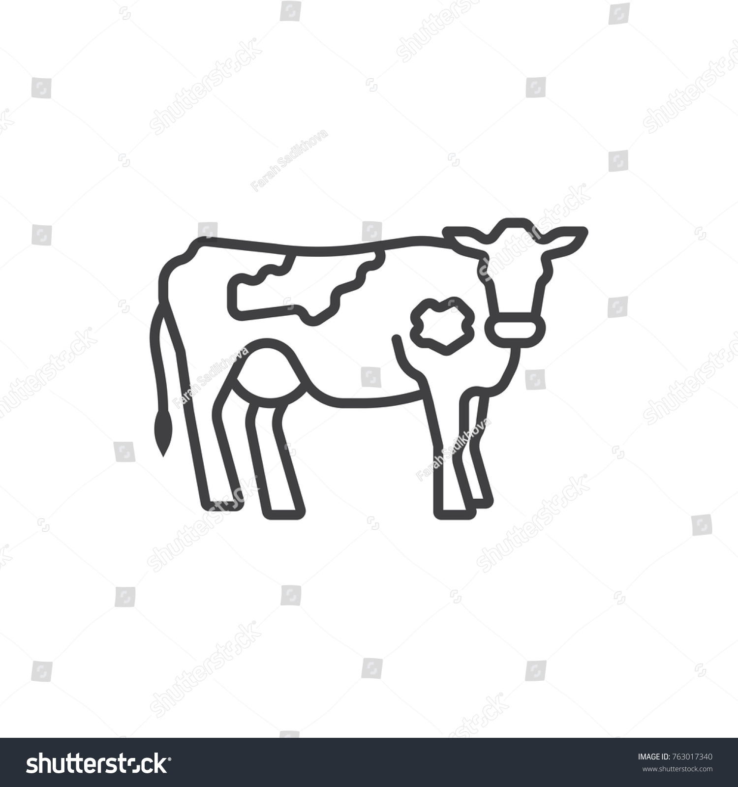 Cow Line Icon Stock Vector (Royalty Free) 763017340