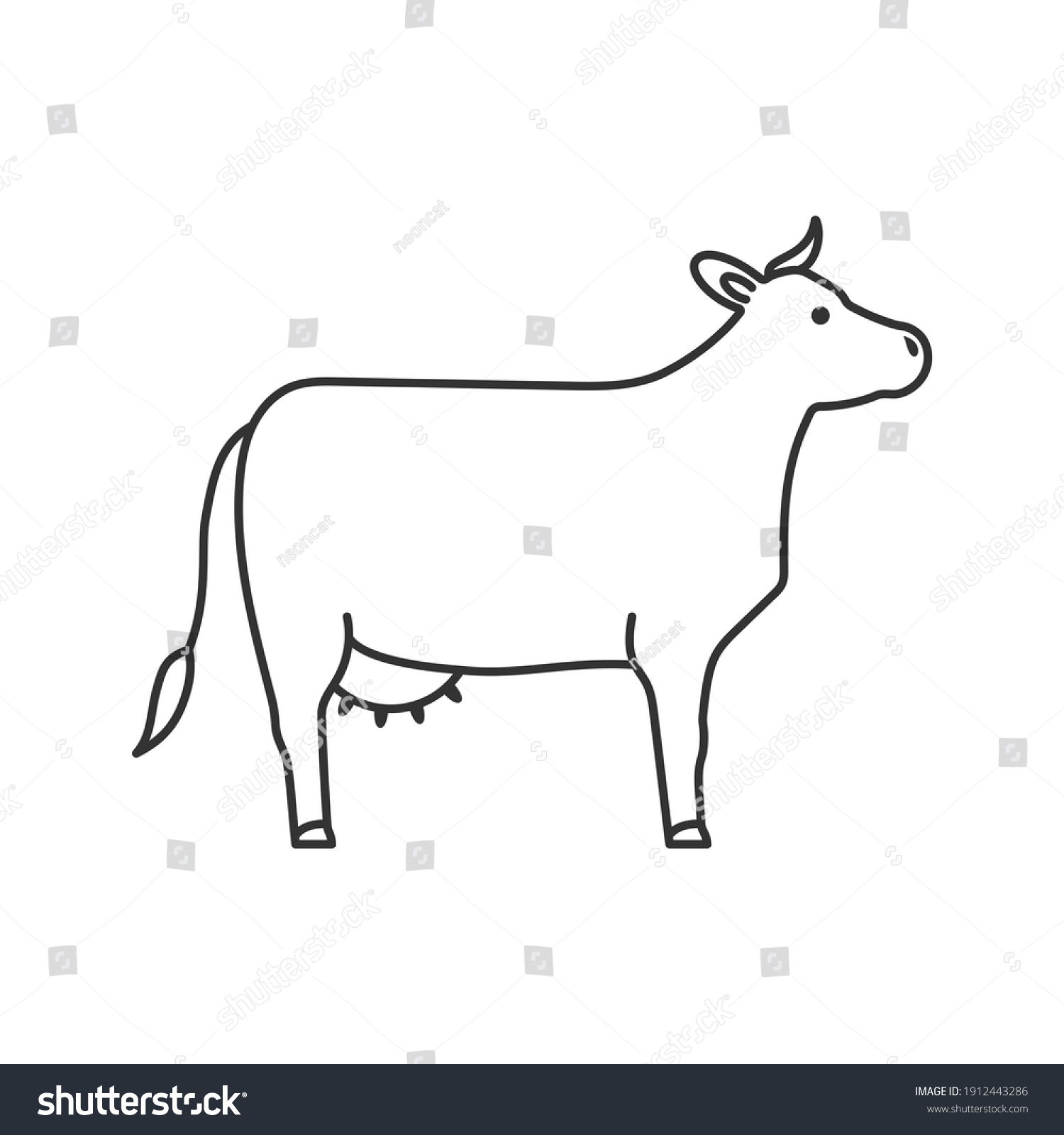Cow Side View Linear Outline Empty Stock Vector (Royalty Free ...