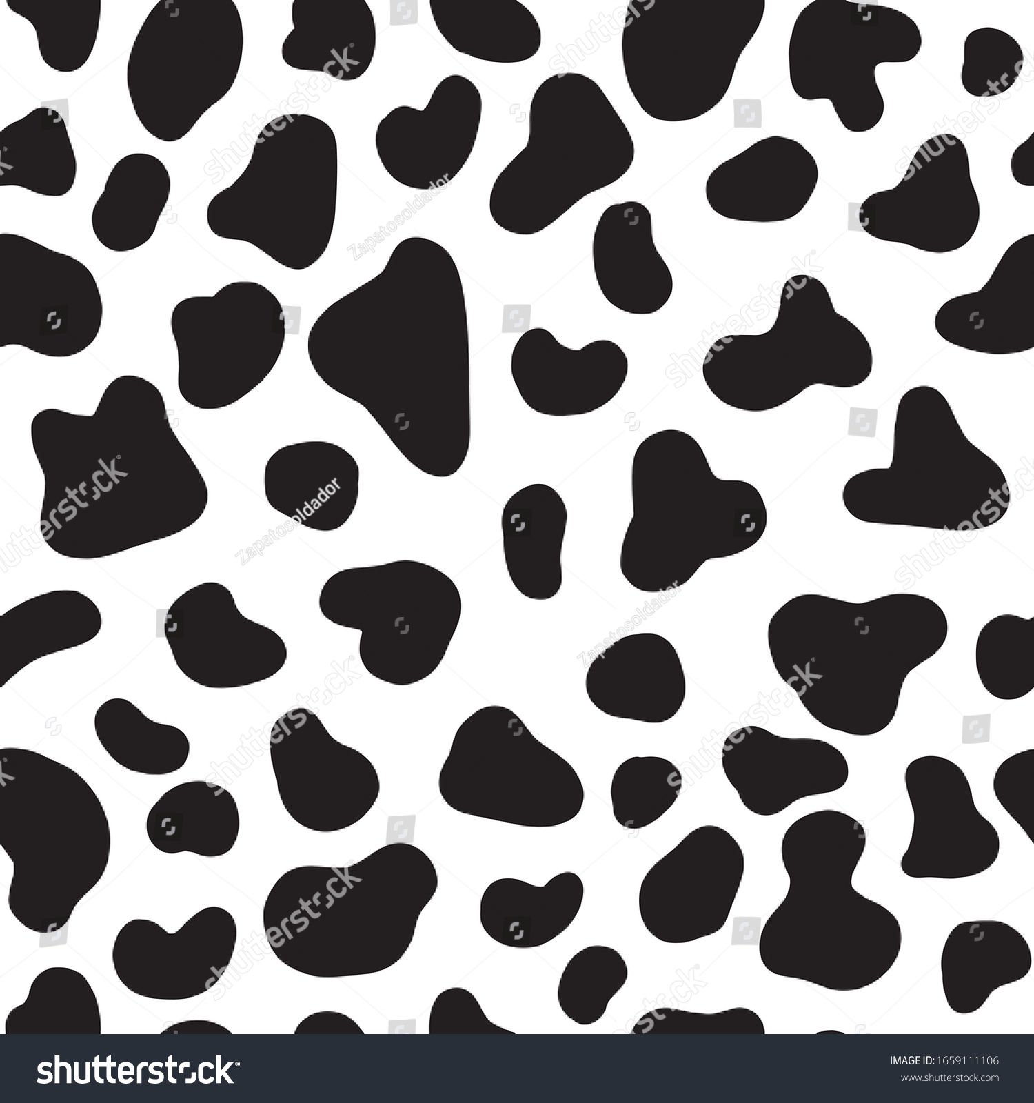 Cow Spots Seamless Pattern Black White: vetor stock (livre de direitos ...