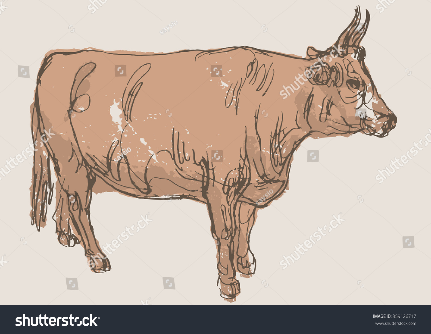 Cow Vector Hand Draw Sketch: vector de stock (libre de regalías ...