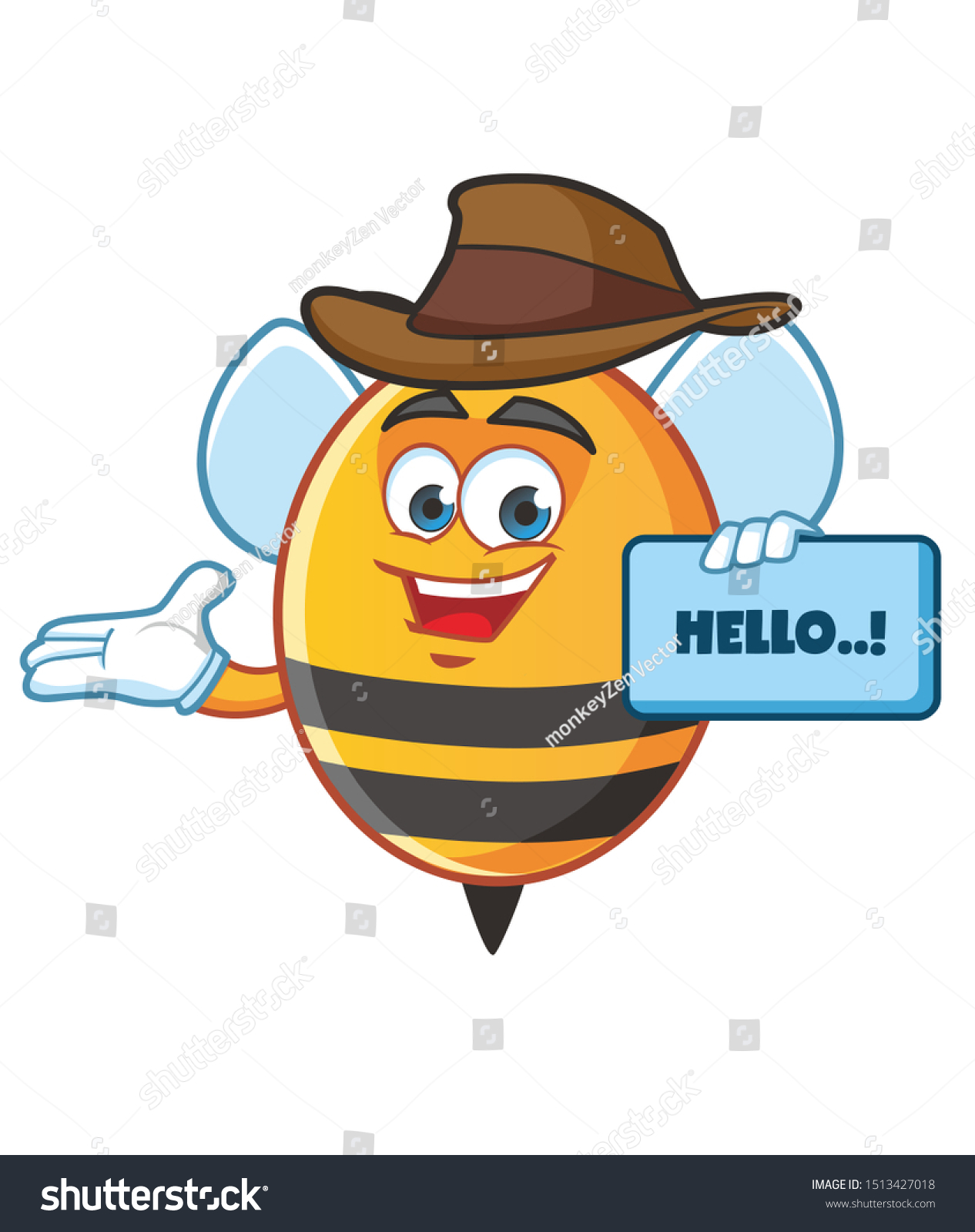 Cowboy Bee Mascot Character Vector Design: vector de stock (libre de ...