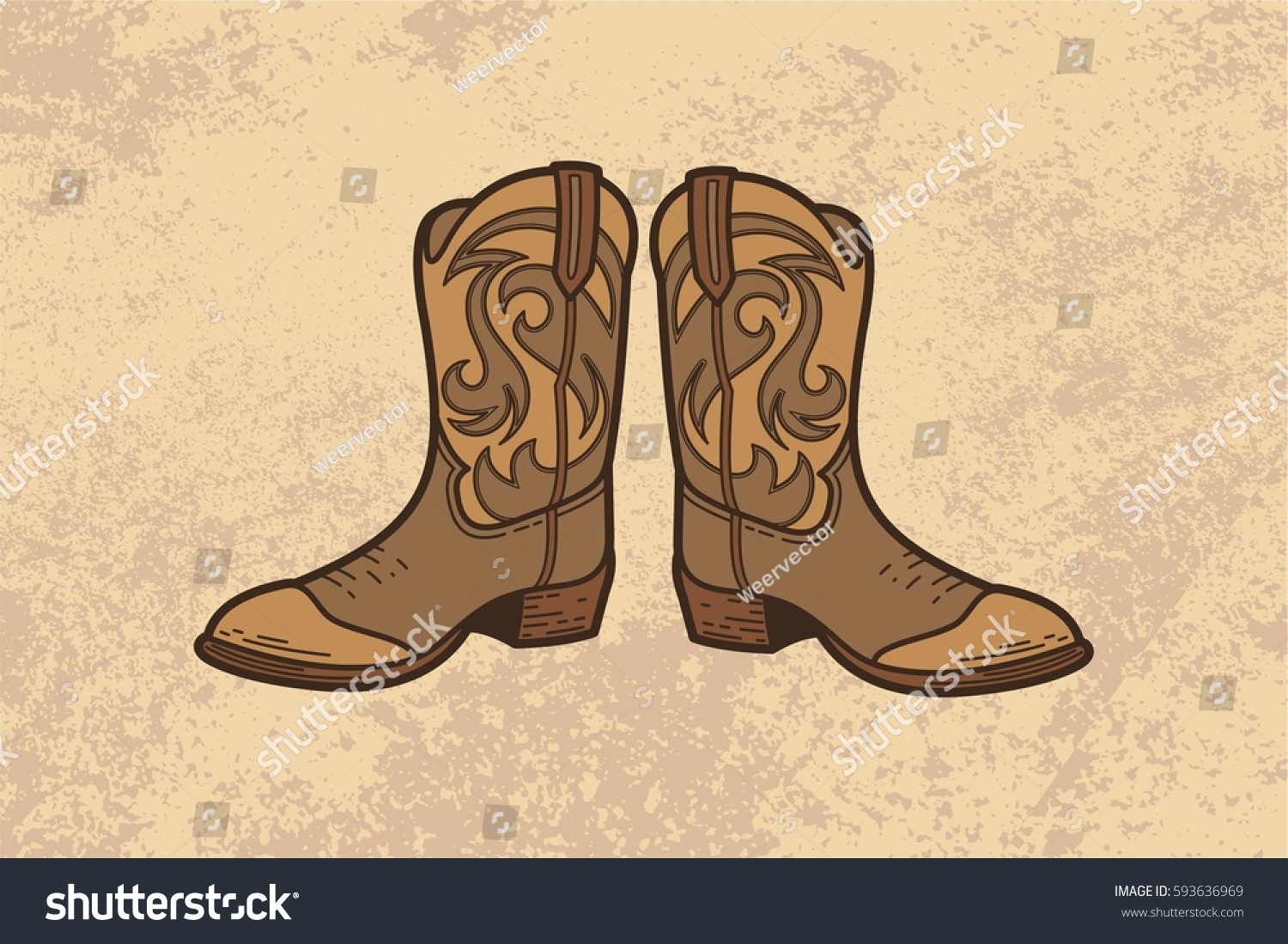 Cowboy Boot Vintage Vector Stock Vector (Royalty Free) 593636969