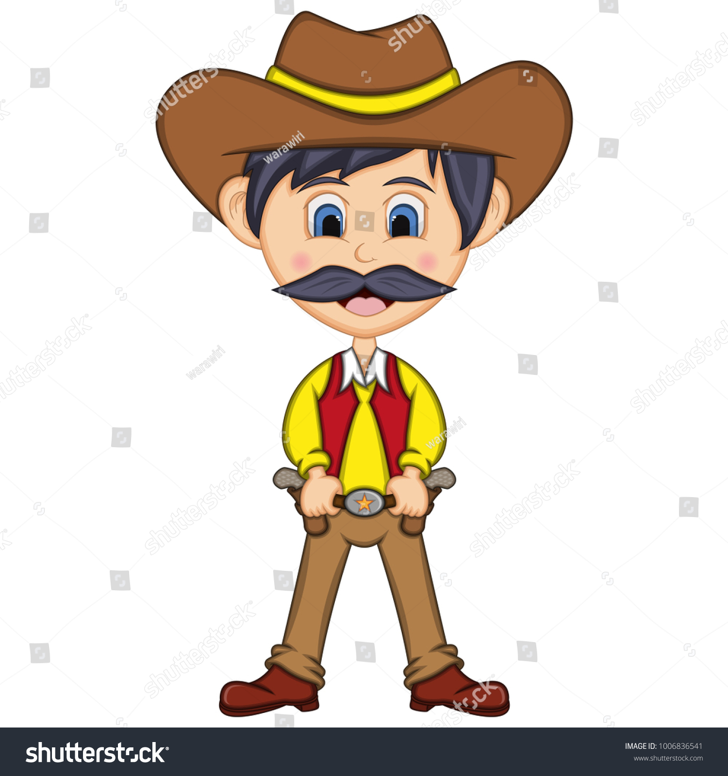 Cowboy Cartoon Vector Illustration: เวกเตอร์สต็อก (ปลอดค่าลิขสิทธิ์ ...