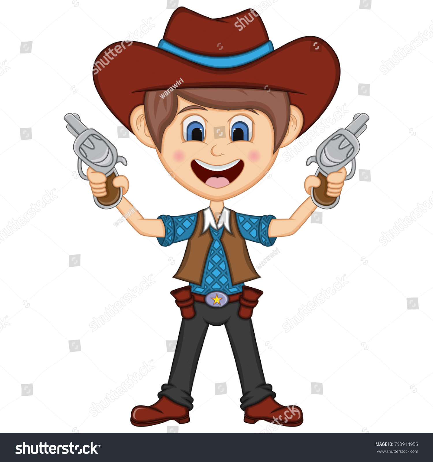 Cowboy Cartoon Vector Illustration: vector de stock (libre de regalías ...