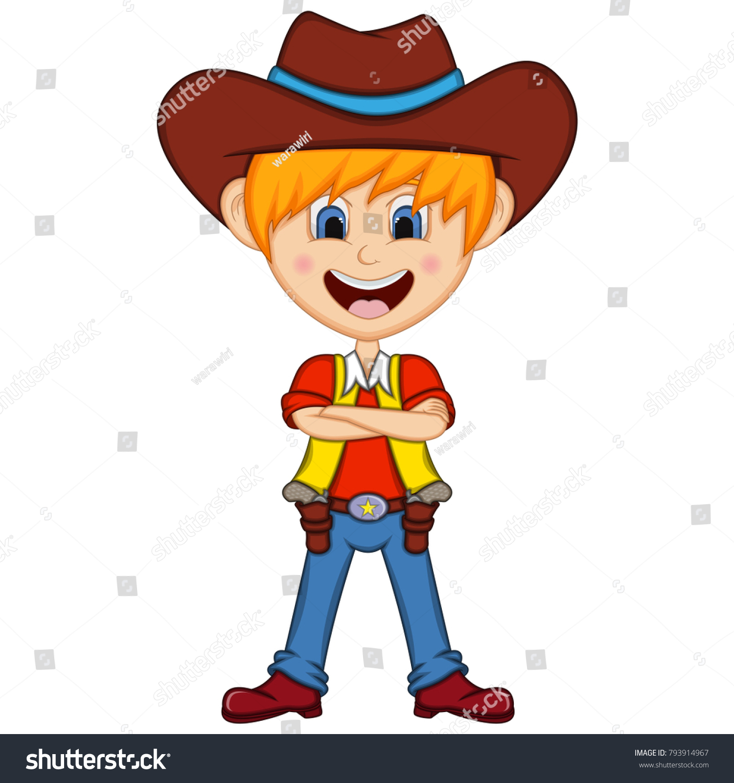 Cowboy Cartoon Vector Illustration: เวกเตอร์สต็อก (ปลอดค่าลิขสิทธิ์ ...
