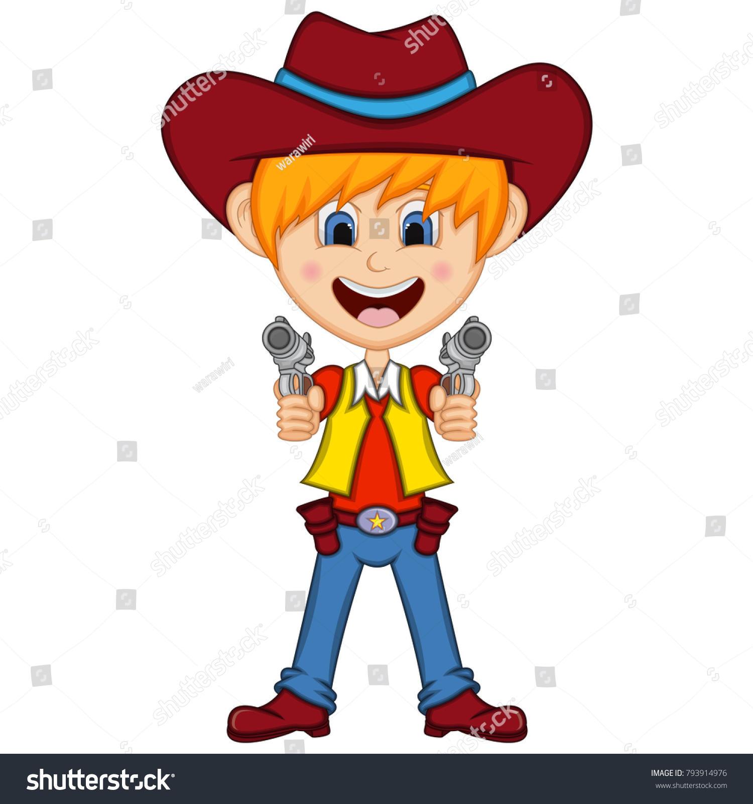 Cowboy Cartoon Vector Illustration: เวกเตอร์สต็อก (ปลอดค่าลิขสิทธิ์ ...