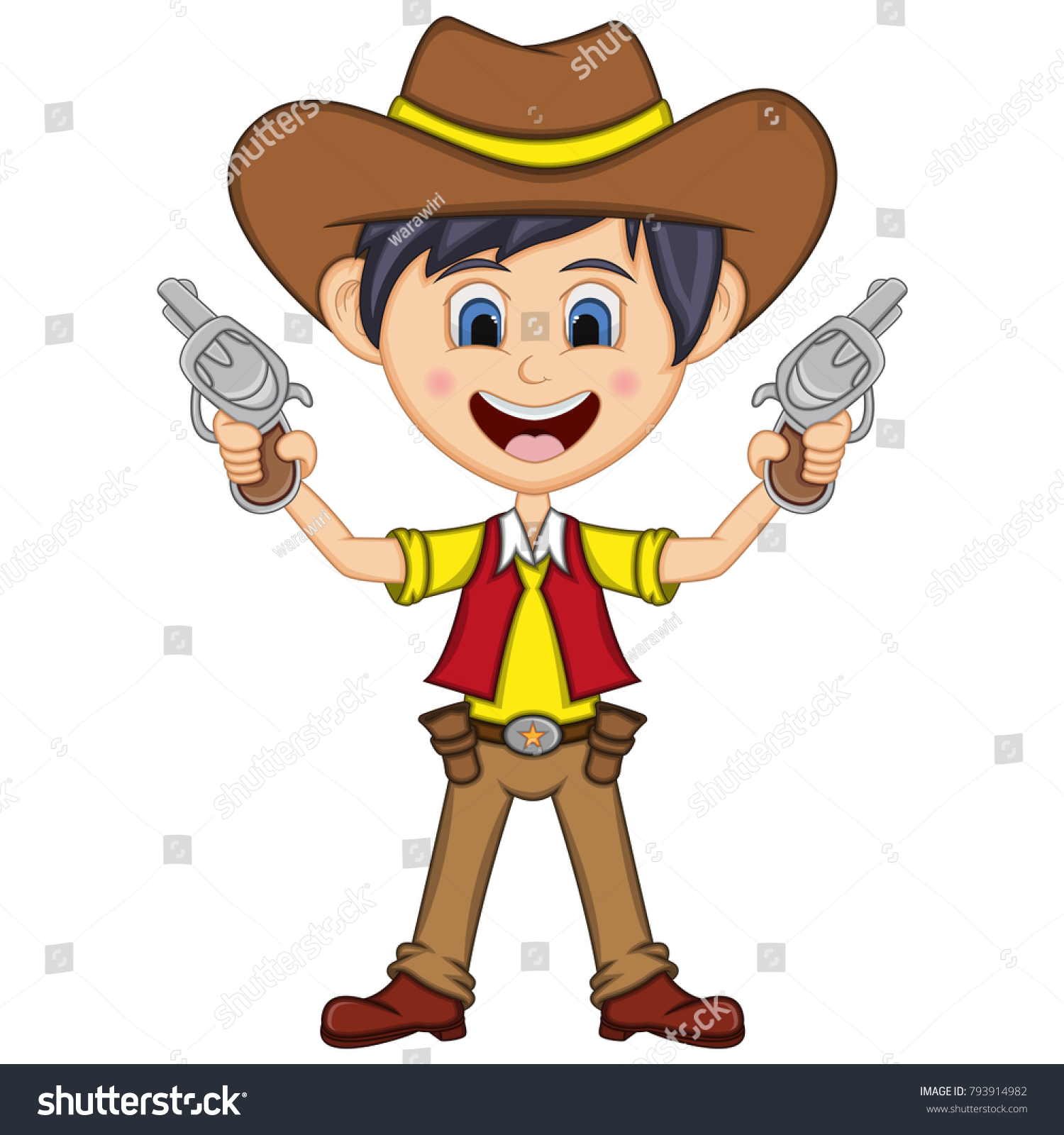 Cowboy Cartoon Vector Illustration: เวกเตอร์สต็อก (ปลอดค่าลิขสิทธิ์ ...