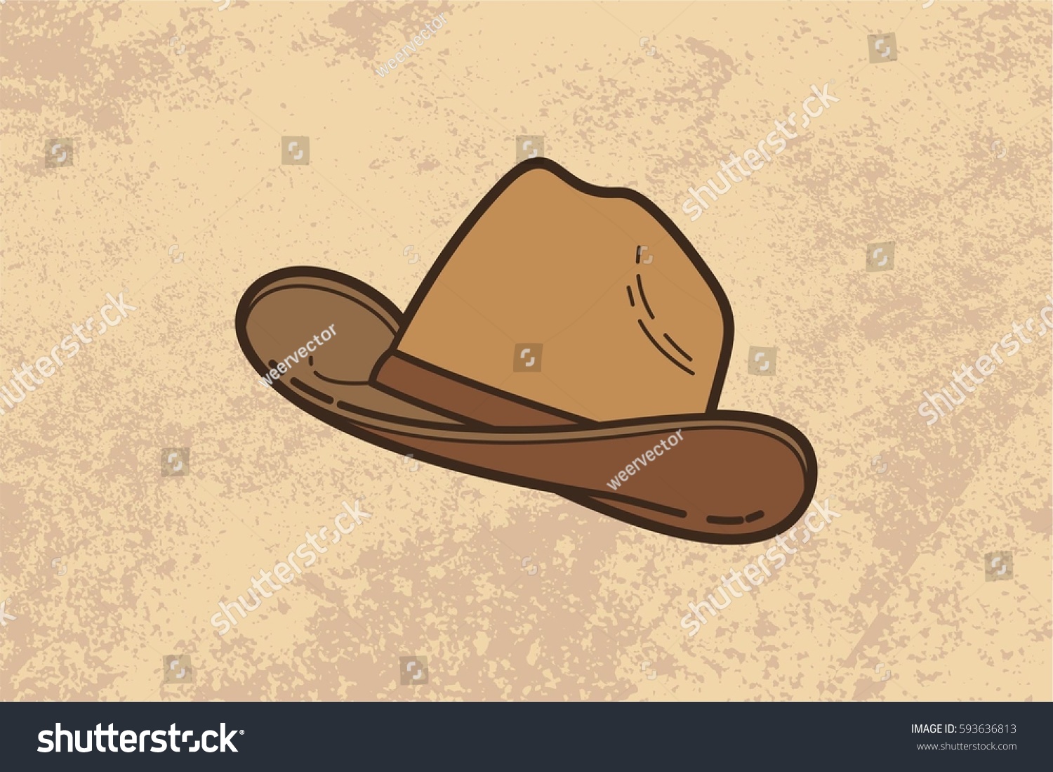 Cowboy Hat Vintage Vector Stock Vector (Royalty Free) 593636813
