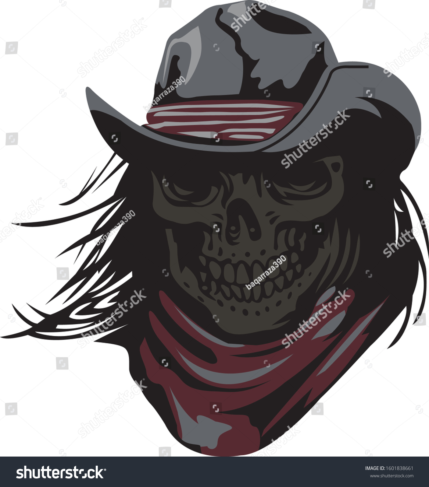 Cowboy Skeleton Hat Vector Logo Stock Vector (Royalty Free) 1601838661