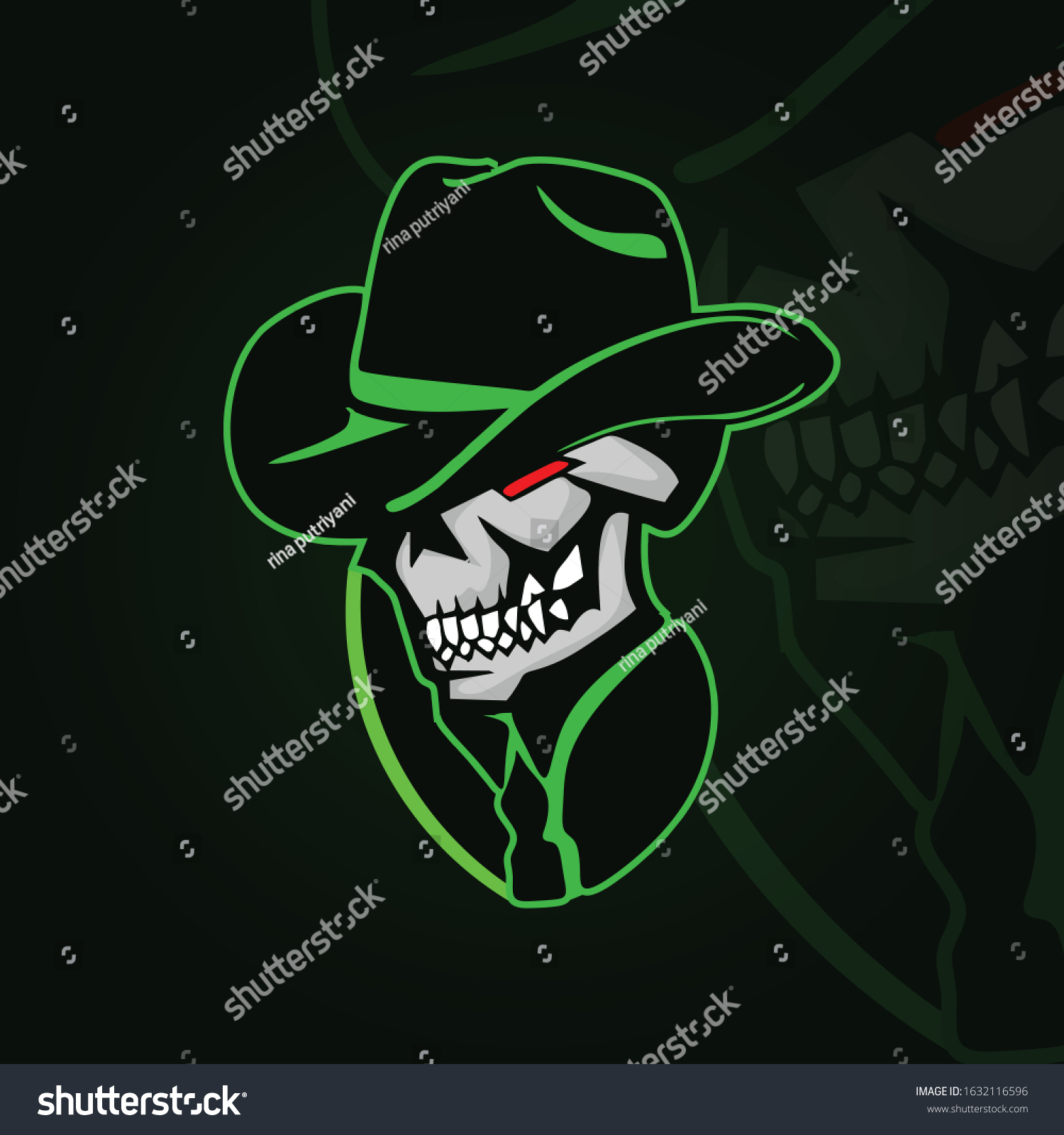 Cowboy Skull Mascot Logo Vector Stock Vector (Royalty Free) 1632116596 ...