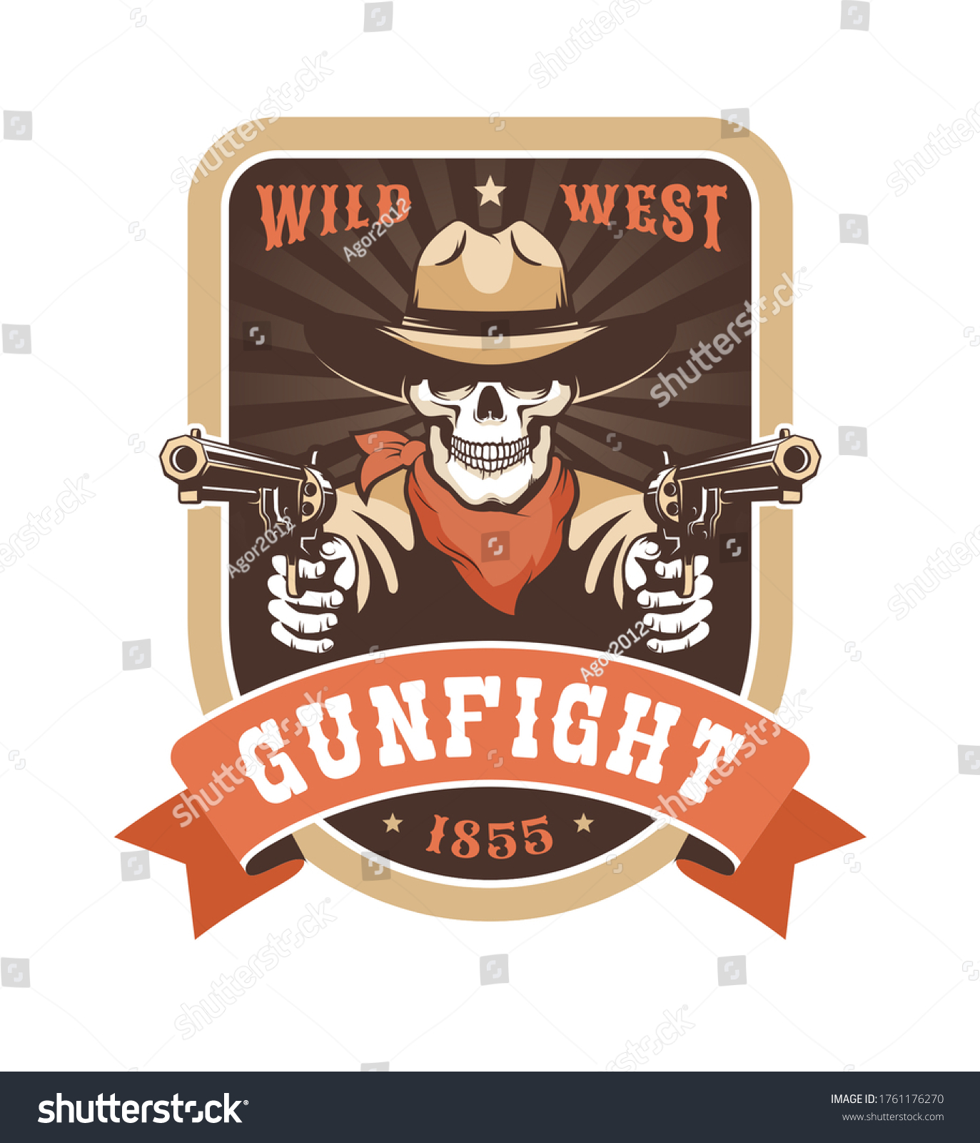Cowboy Skull Wild West Badge Gunfighter Stock Vector (Royalty Free ... Cowboy Skull Wild West Badge Gunfighter Stock Vector (Royalty Free ...