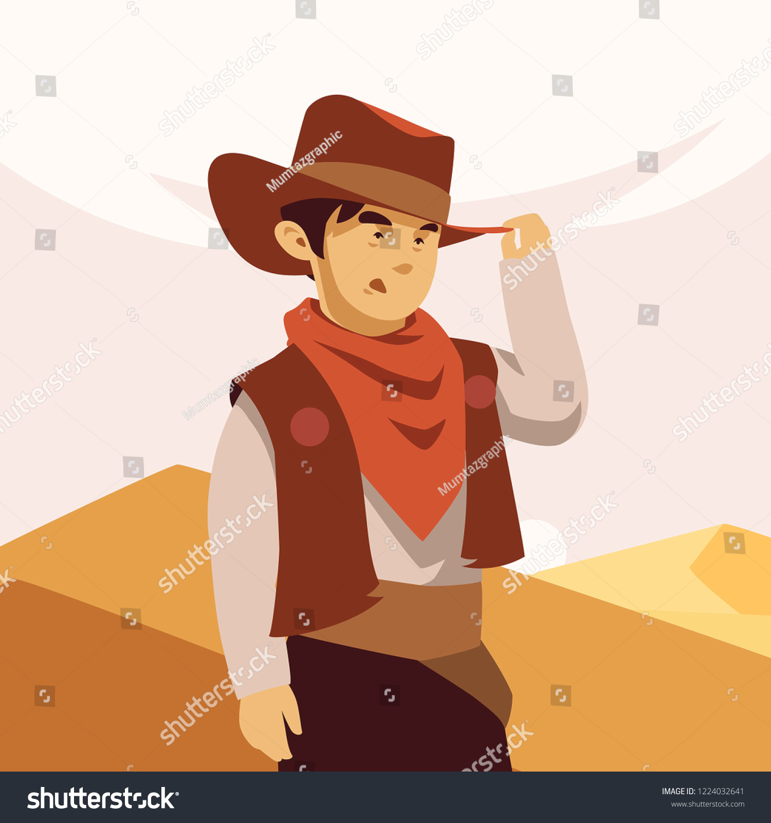 Cowboy Vector Cartoon Stock Vector (Royalty Free) 1224032641