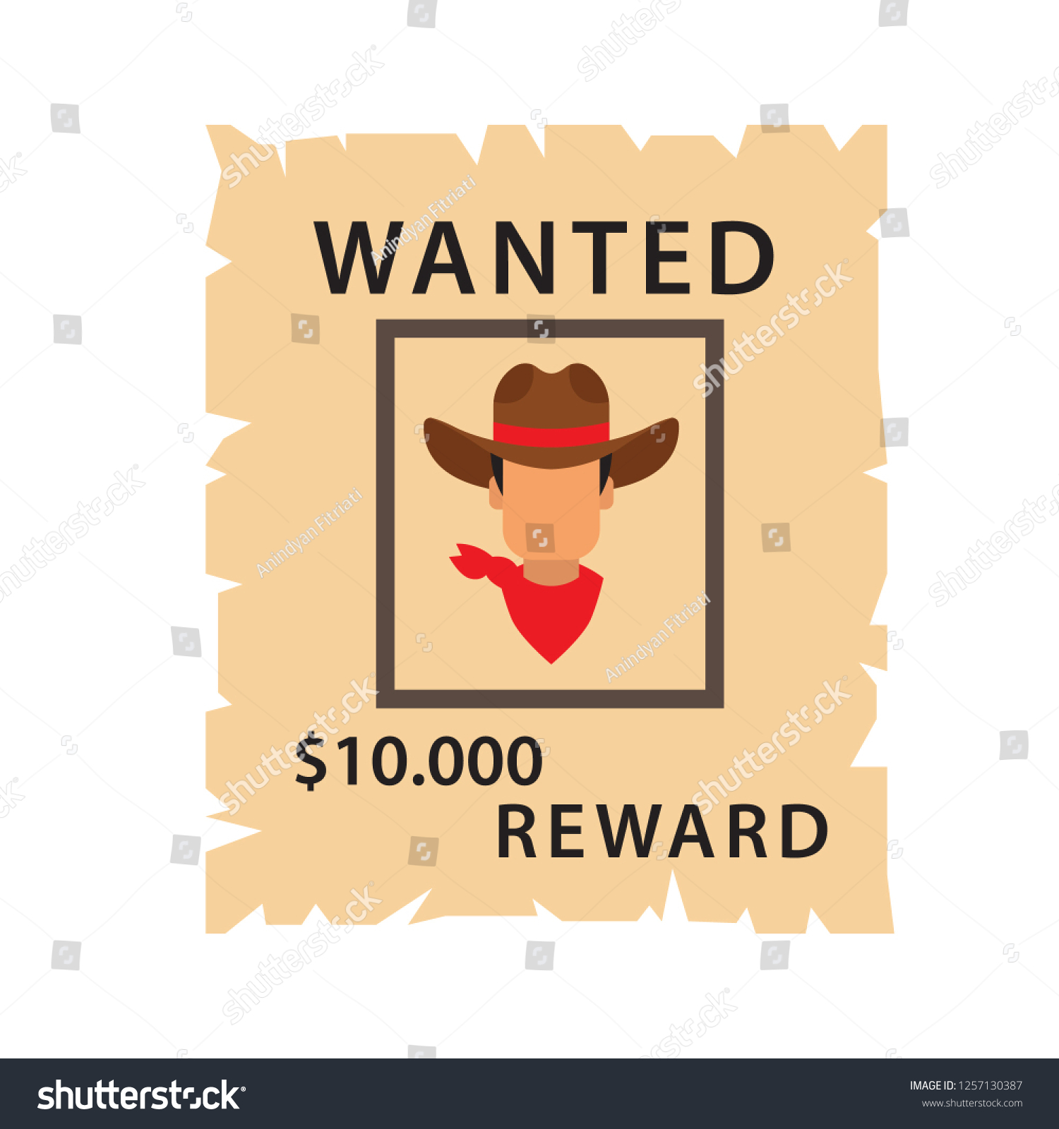 Cowboy Wanted Poster Vector Element Stock Vector (Royalty Free ...
