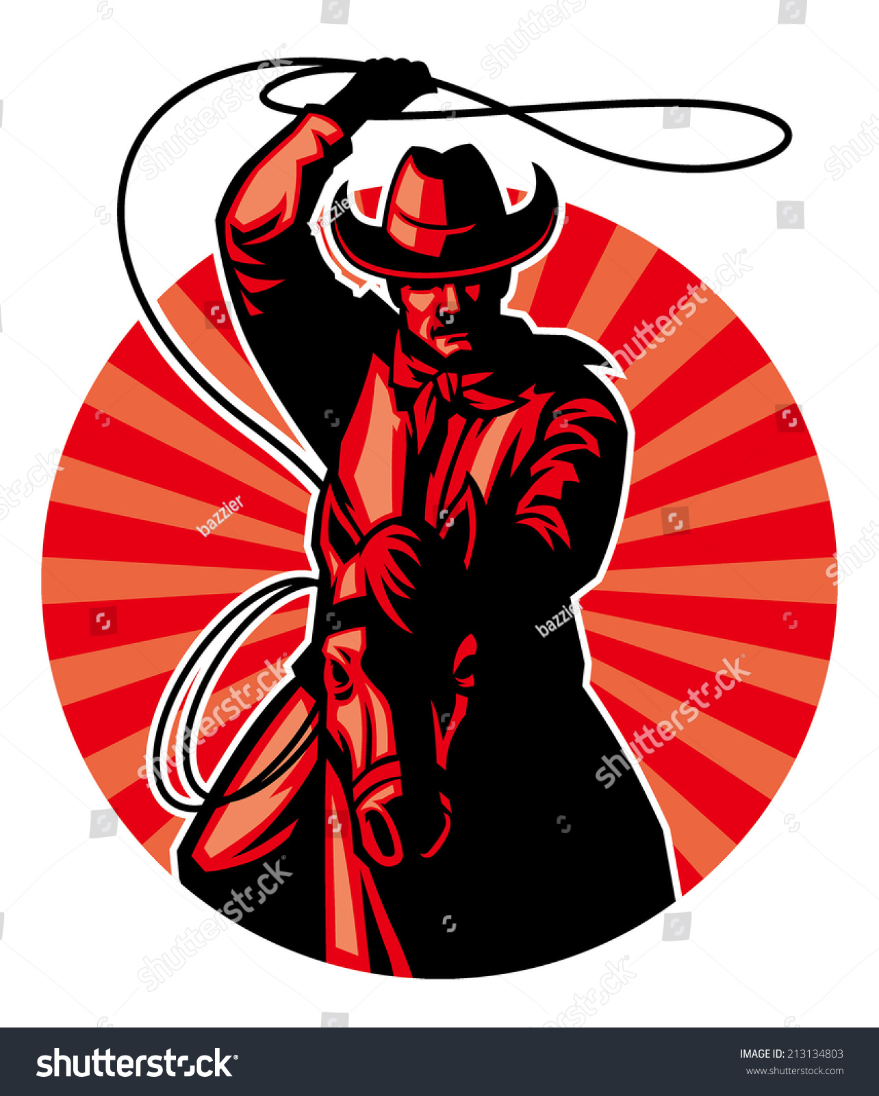 Cowboy With Lasso Stock Vector Illustration 213134803 : Shutterstock