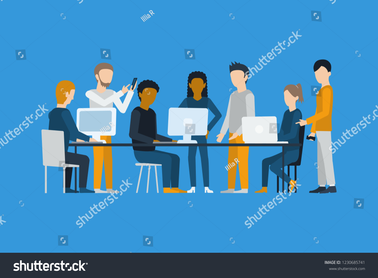 Coworking Vector Flat Illustration: เวกเตอร์สต็อก (ปลอดค่าลิขสิทธิ์ ...