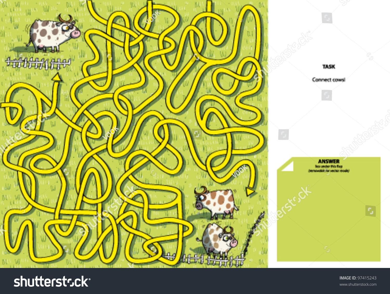 Cows Cartoon Maze Game Solution: Vector có sẵn (miễn phí bản quyền ...