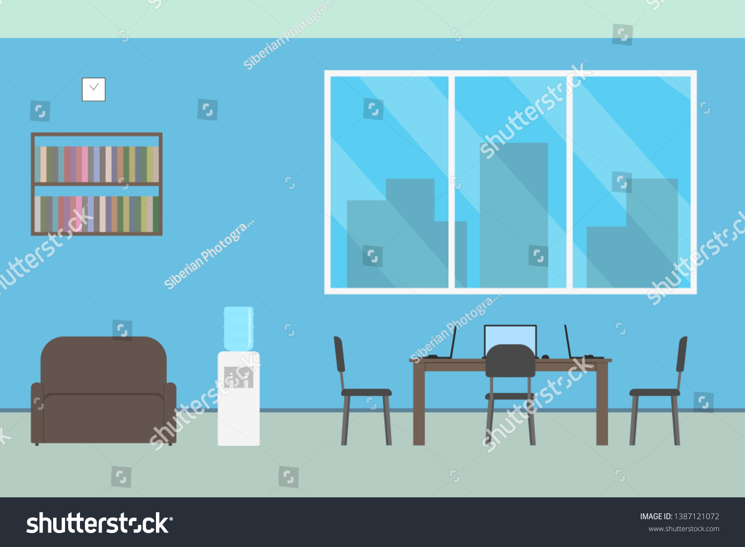 Cozy Office Interior Vector Illustration Stock Vector (Royalty Free ...