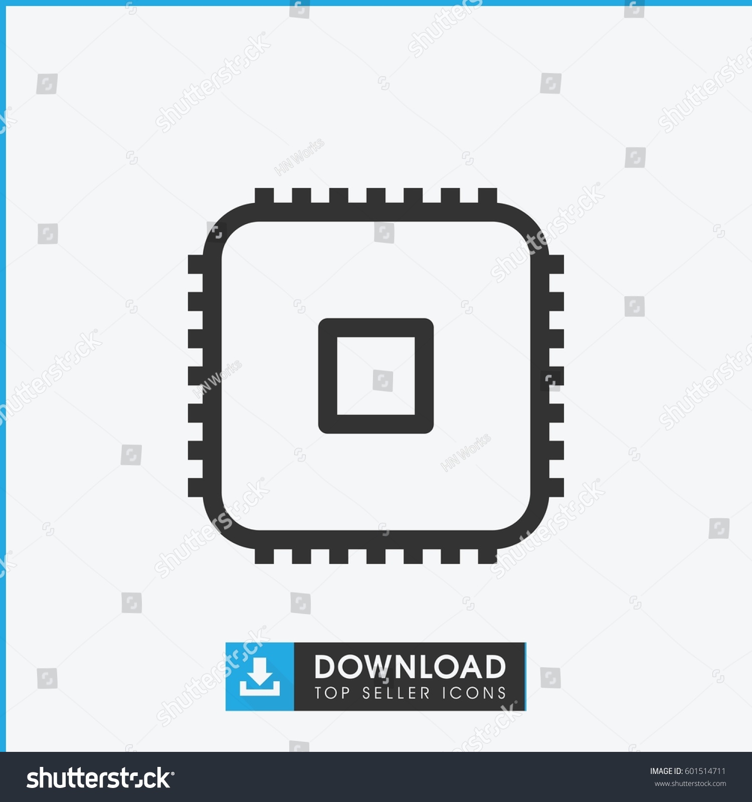 Cpu Icon Simple Outline Cpu Vector Stock Vector (Royalty Free) 601514711