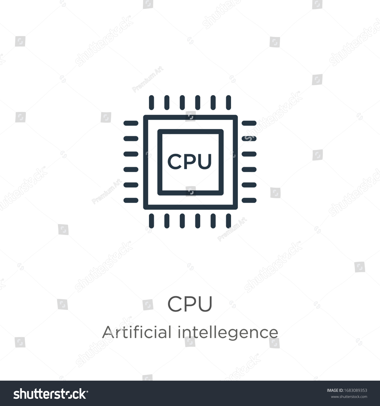 Cpu Icon Thin Linear Cpu Outline Stock Vector (Royalty Free) 1683089353 ...