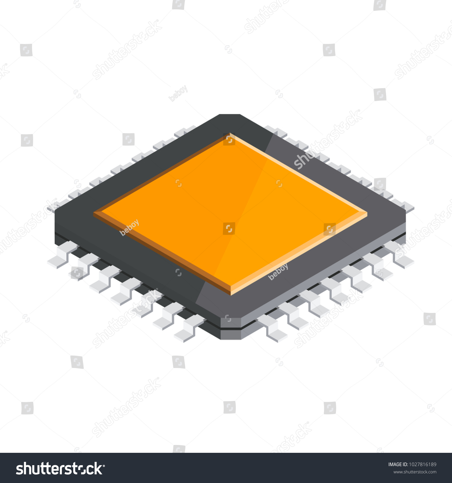 Cpu 3d Isometric Style Stock Vector (Royalty Free) 1027816189 ...