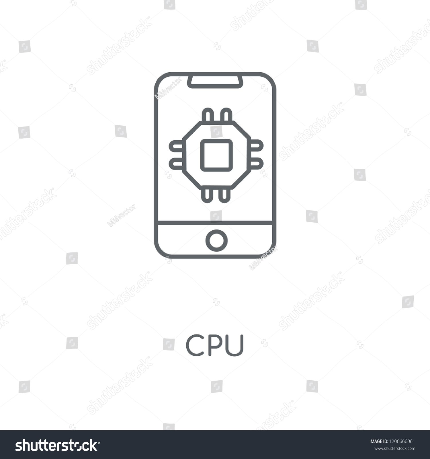 Cpu Linear Icon Cpu Concept Stroke Stock Vector (Royalty Free ...