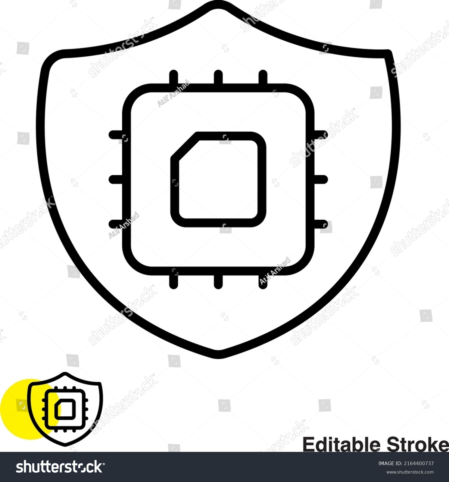 Cpu Protection Vector Line Icon Stock Vector (Royalty Free) 2164400737 ...