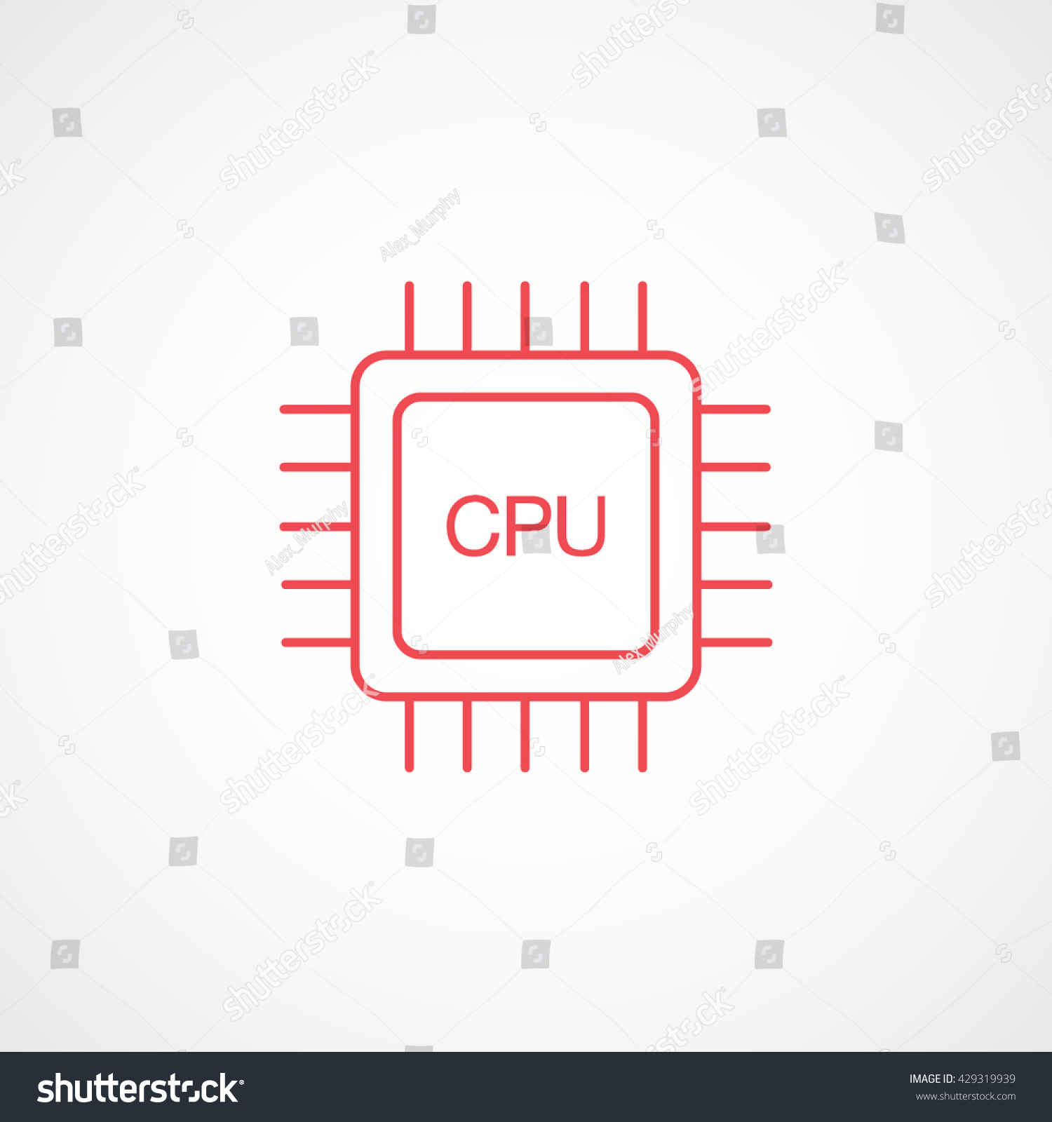 Cpu Red Icon On White Background Stock Vector (Royalty Free) 429319939 ...