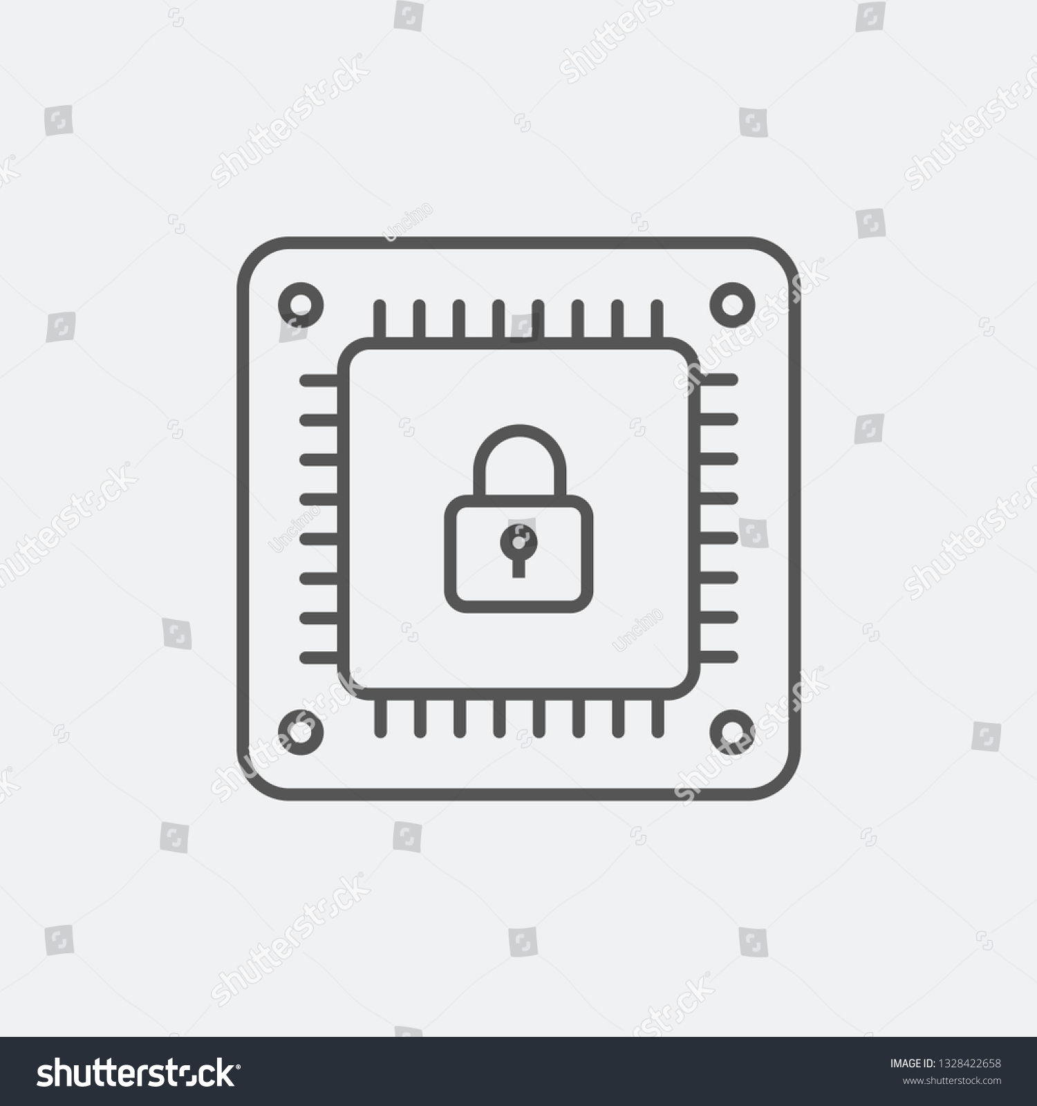 Cpu Lock Modern Simple Outline Vector Stock Vector (Royalty Free ...