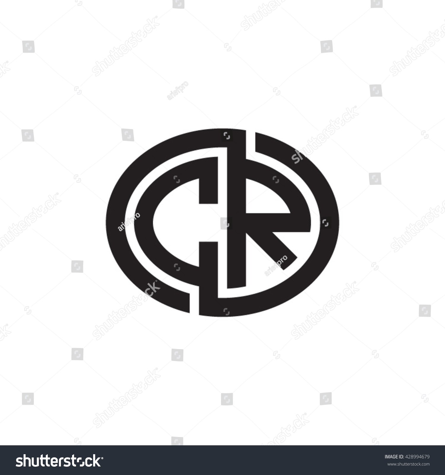 Cr Initial Letters Looping Linked Ellipse Stock Vector (Royalty Free ...