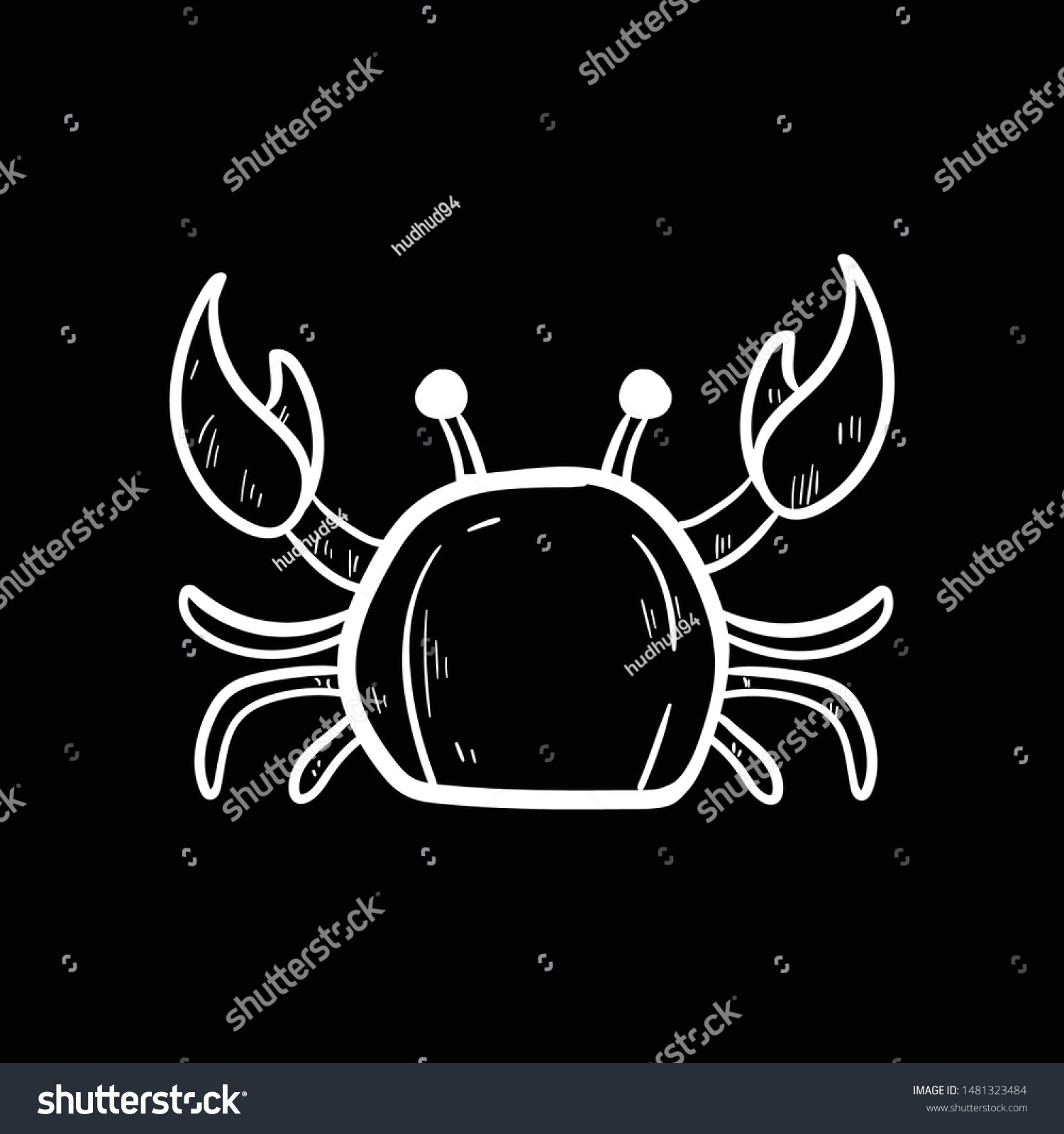 Crab Doodle Icon Vector Hand Drawing Stock Vector (Royalty Free ...