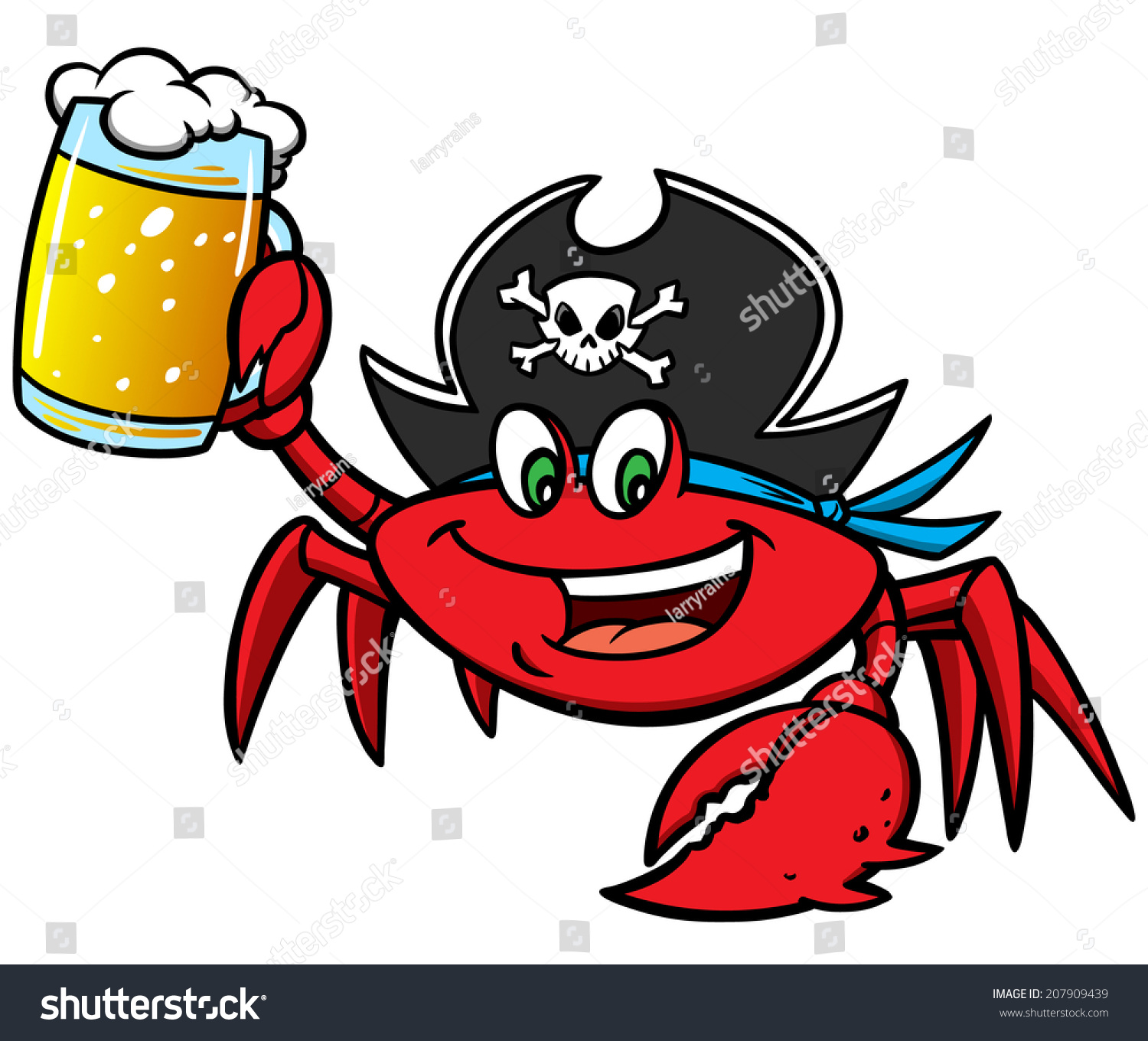 Crab Pirate Stock Vector (Royalty Free) 207909439