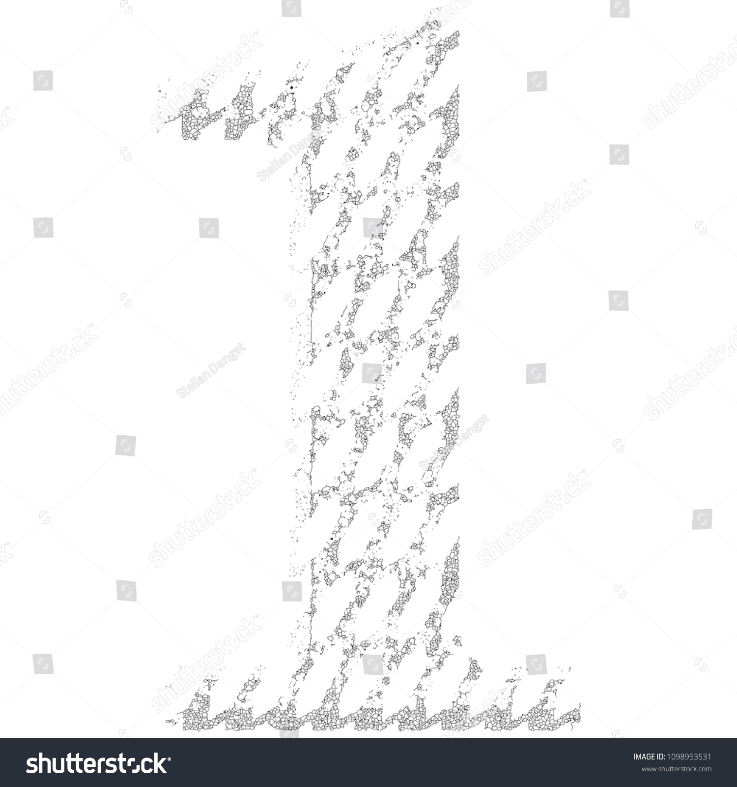 Cracked Lines Font Number 1: เวกเตอร์สต็อก (ปลอดค่าลิขสิทธิ์ ...