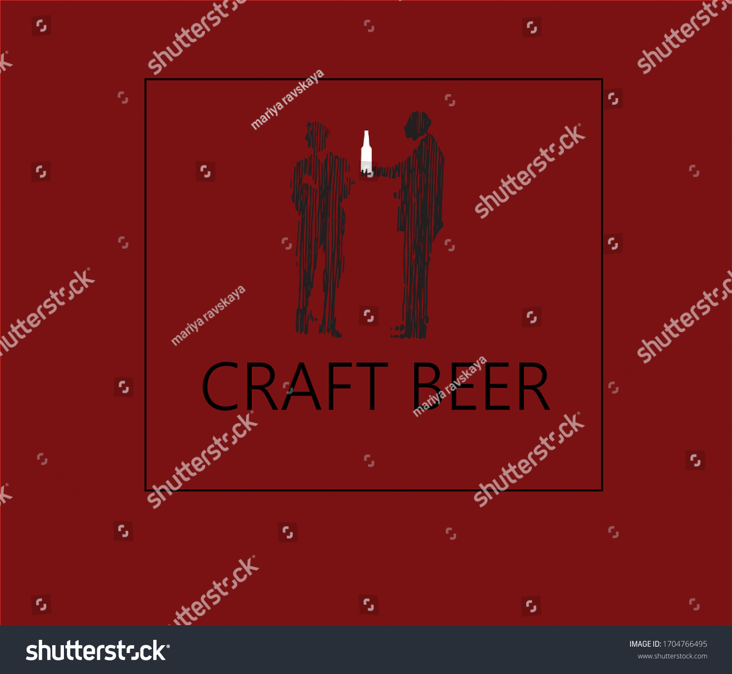 Craft Beer Red Background Logo Men Stock Vector (Royalty Free ...
