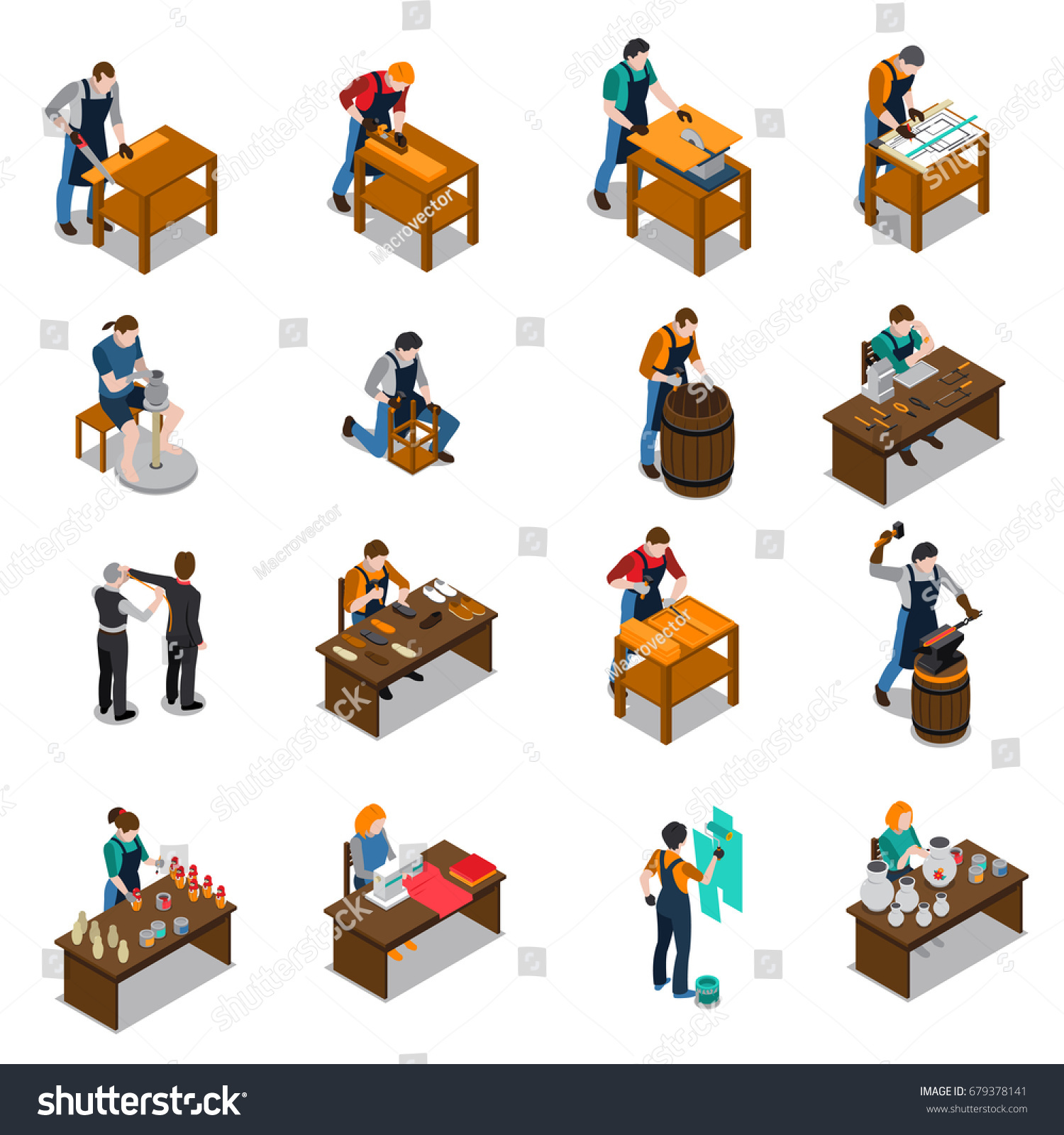 Craftsman Set Isometric Icons Carpenter Blacksmith Stock Vector ... Craftsman Set Isometric Icons Carpenter Blacksmith Stock Vector ...