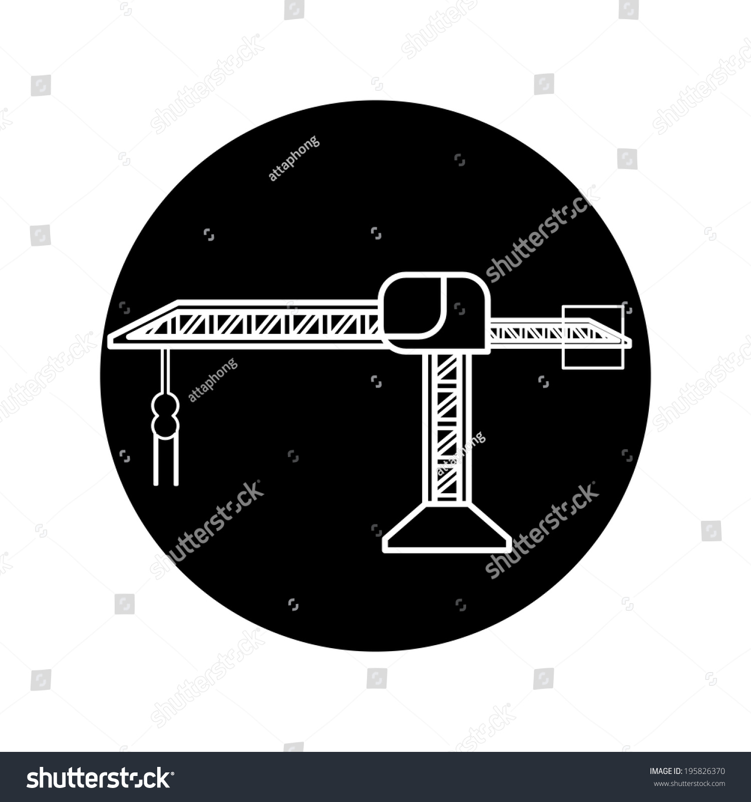 Crane Construction Icon Vector Stock Vector (Royalty Free) 195826370 ...