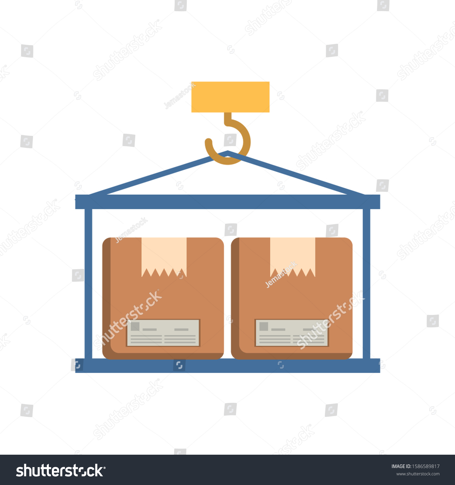 Crane Hook Lifting Boxes Cartons Vector Stock Vector (Royalty Free ...