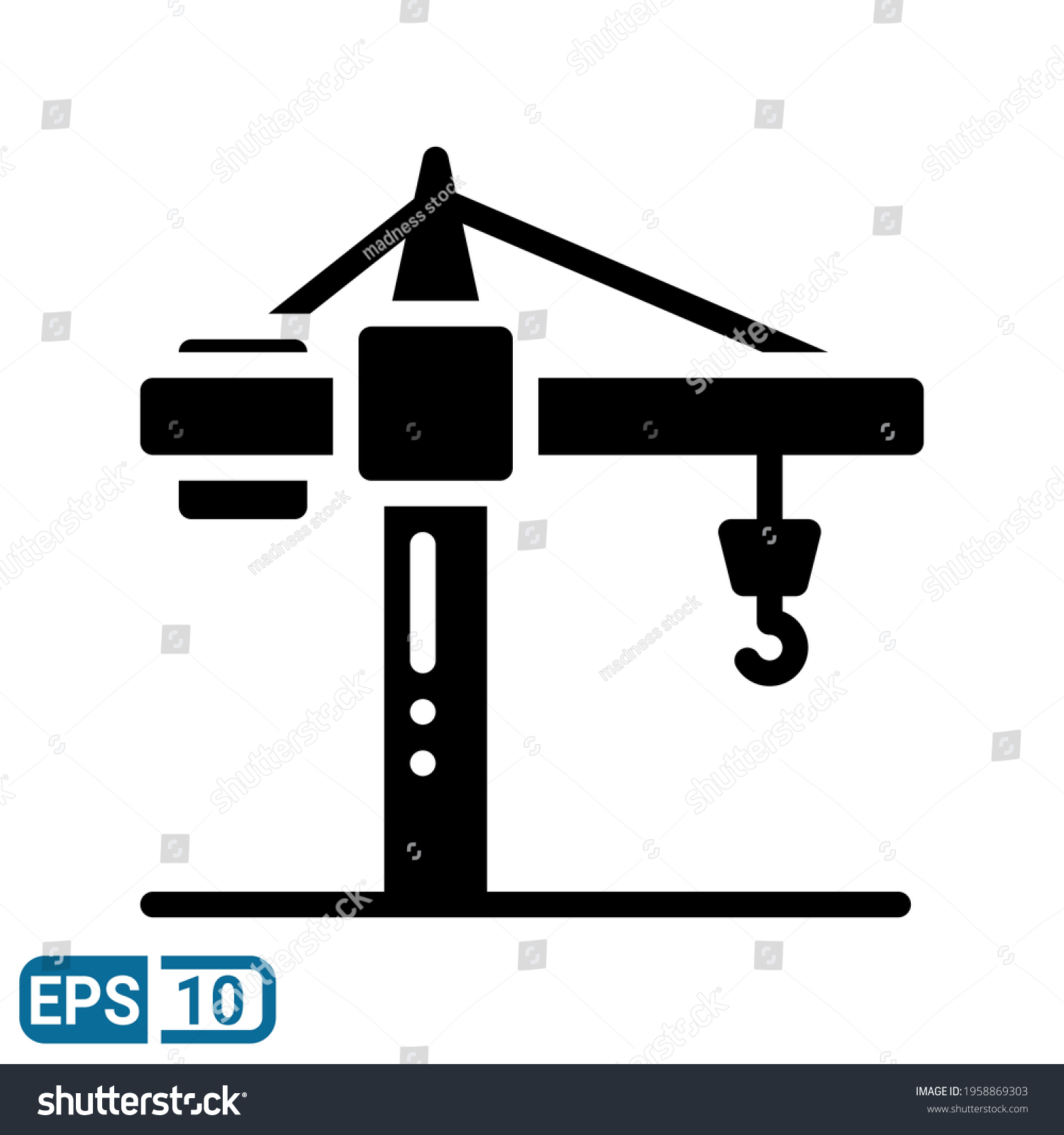 Crane Icon Solid Style Isolated On Stock Vector (Royalty Free ...