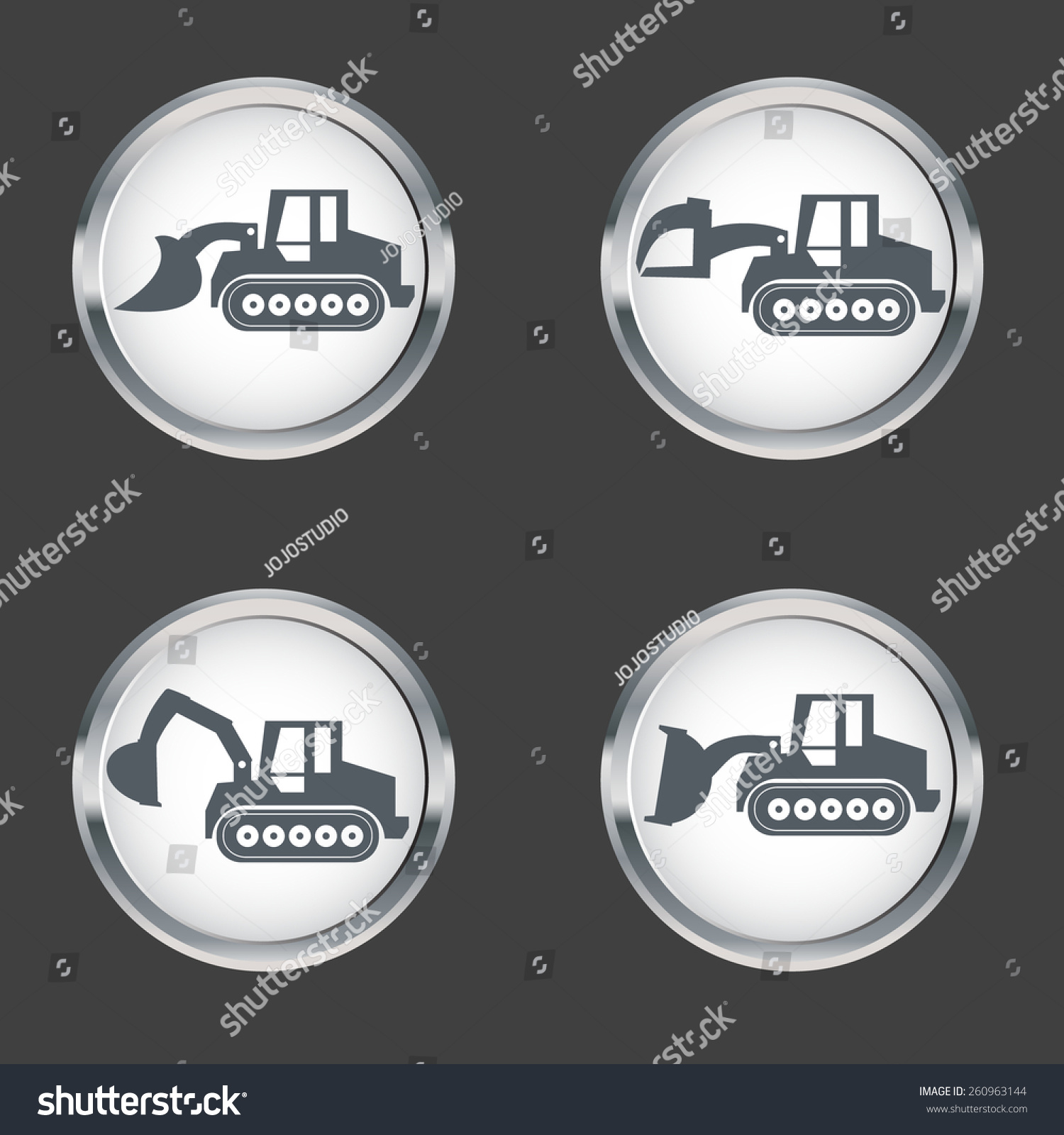 Crawler Dozer Icon Set Vector Illustration Stock Vector (Royalty Free ...