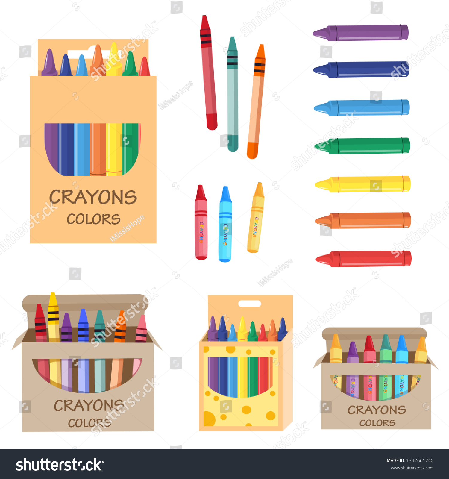 Crayon Packs Vector Set Stock Vector (Royalty Free) 1342661240