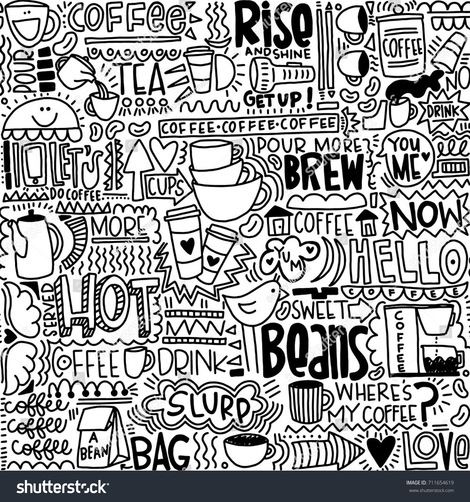 Crazy About Coffee Seamless Repeating Pattern Stock Vector (Royalty ...