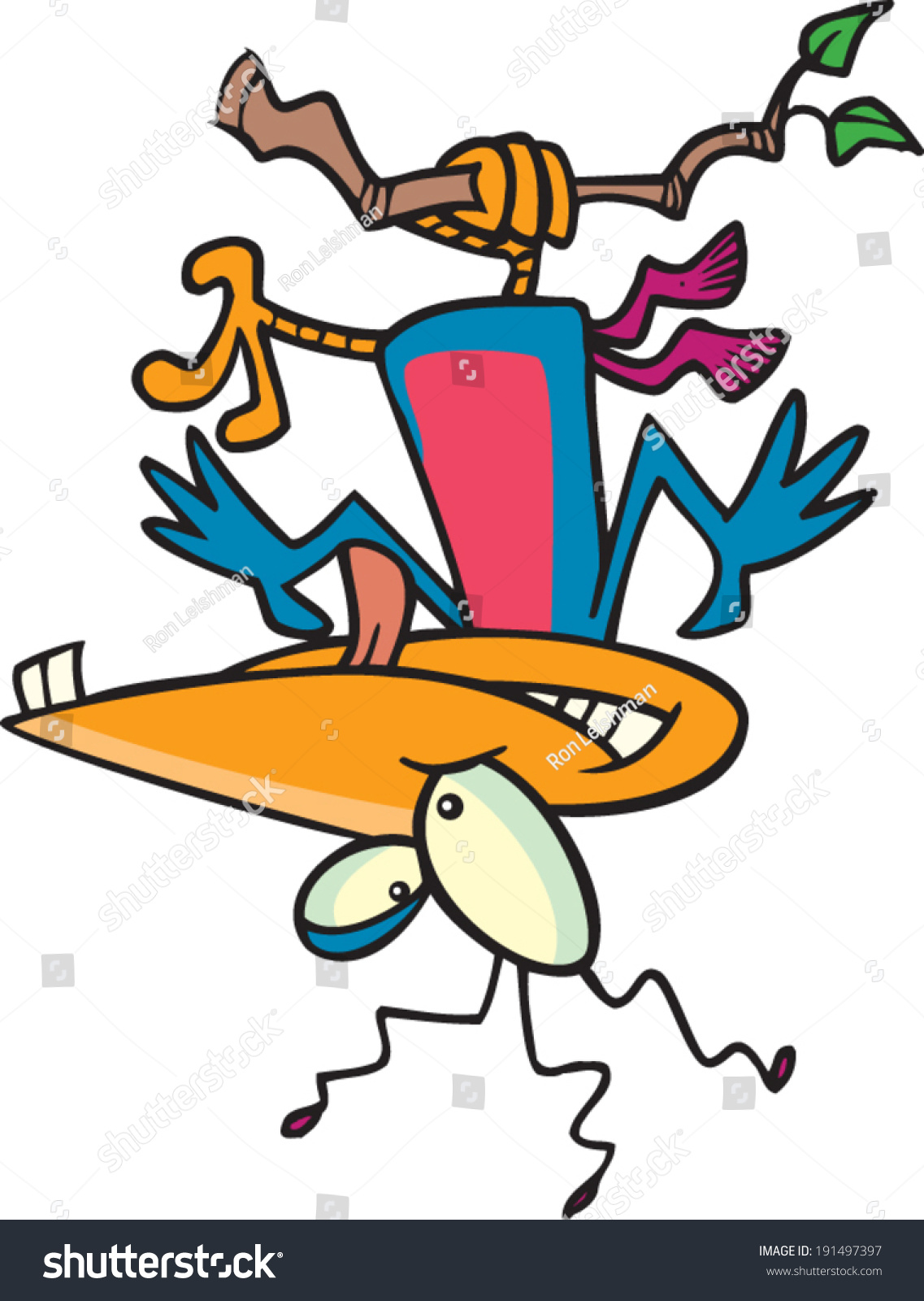 Crazy Cartoon Bird Hanging Upside Down: vetor stock (livre de direitos ...