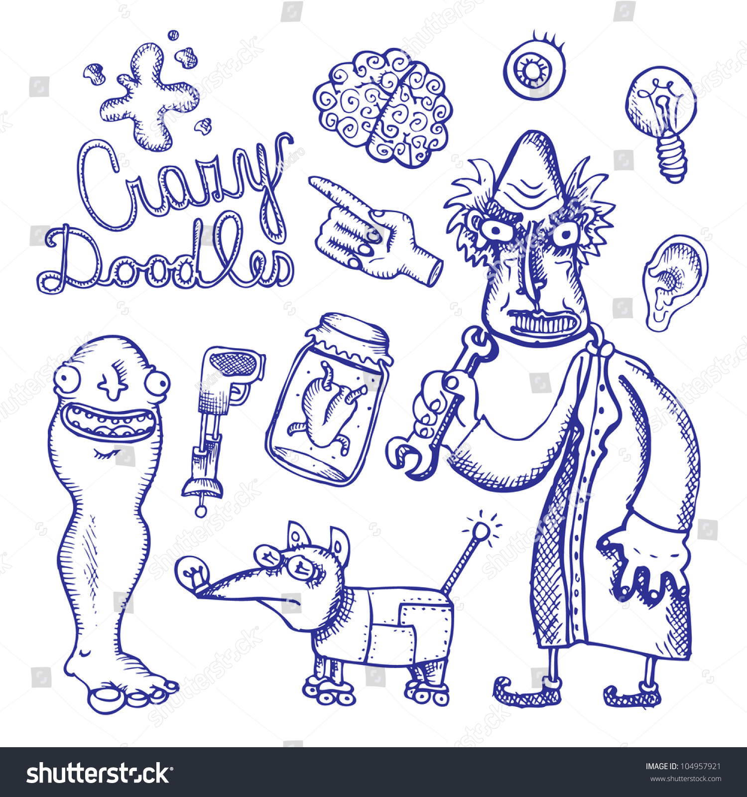Crazy Doodle: vector de stock (libre de regalías) 104957921 | Shutterstock