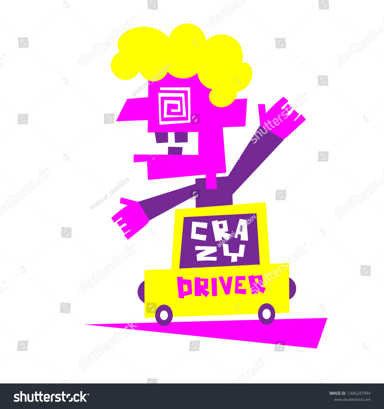 Crazy Driver Psycho Flat Cartoon Illustration Stock Vector (Royalty ...