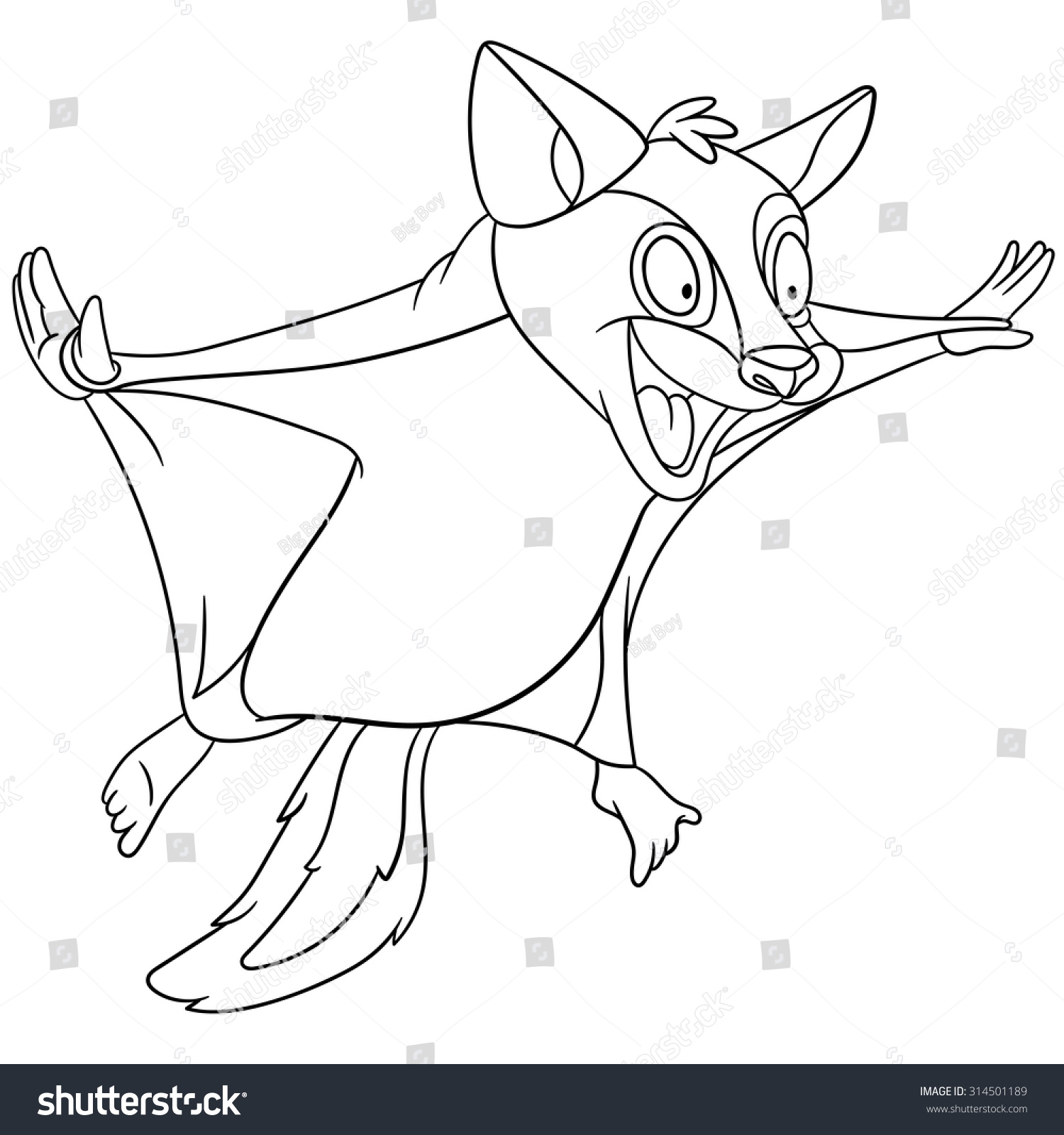 Crazy Flying Squirrel Planing Stock Vector (Royalty Free) 314501189