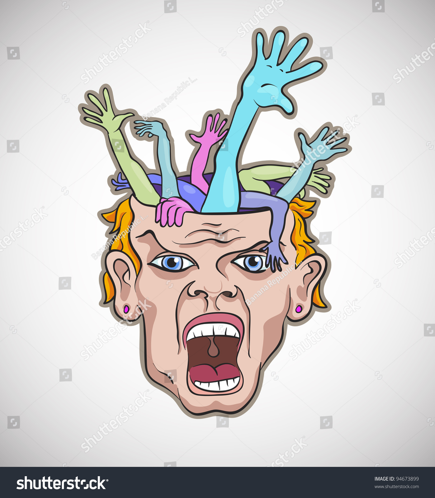Crazy Man Face Artistic Vector Illustration Stock Vector (Royalty Free ...